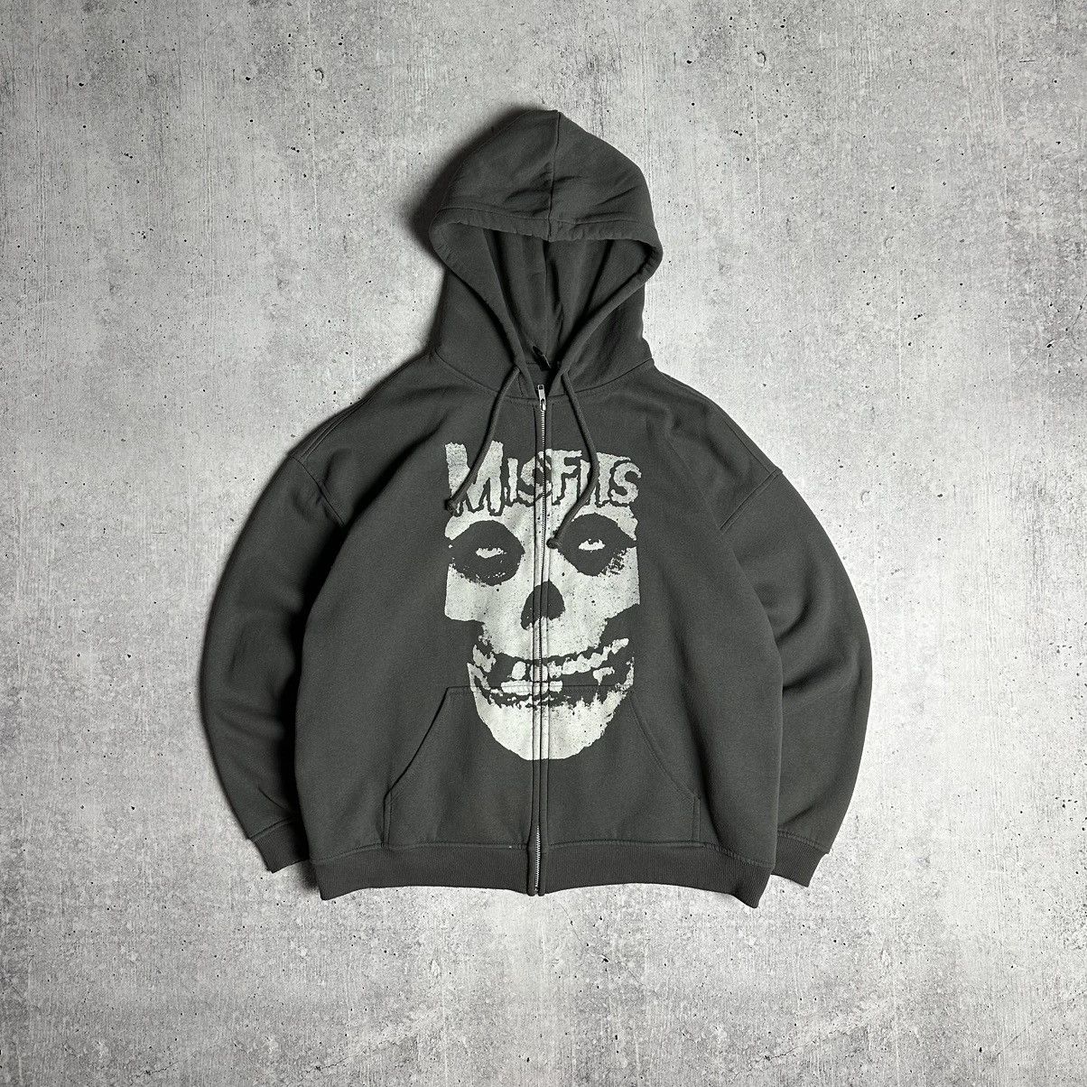 Band Tees × Misfits × Rare Misfits Zip-hoodie big skull Washed 90s H&M ...