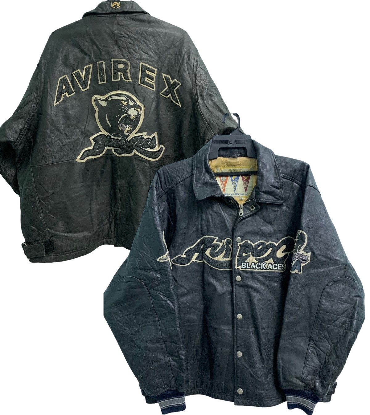 Avirex × Avirex Varsity Jacket × Vintage 🔥Vintage Avirex Black Aces ...