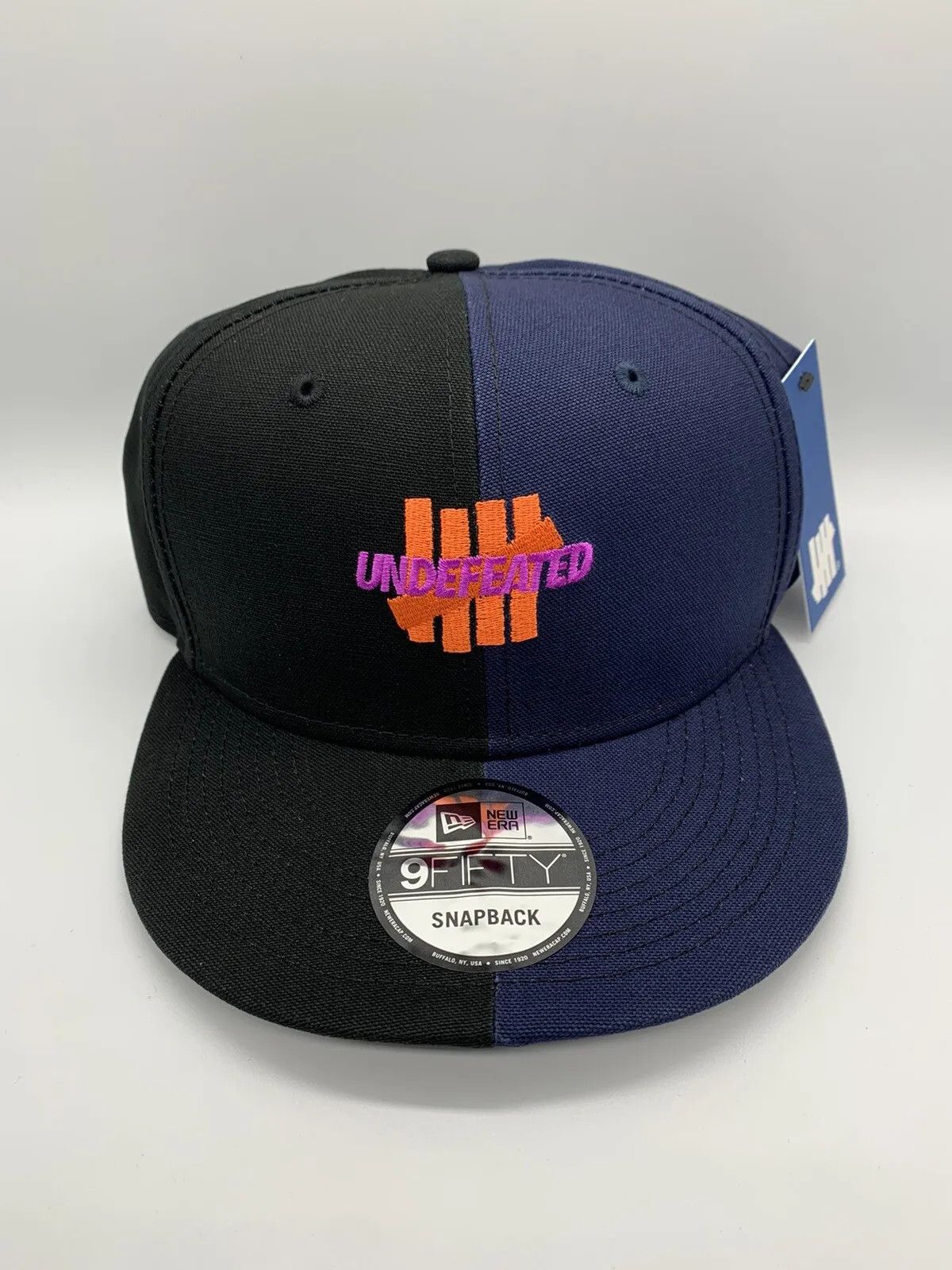 New Era × Undefeated Undefeated Split Black/Blue 9Fifty New Era Hat ...