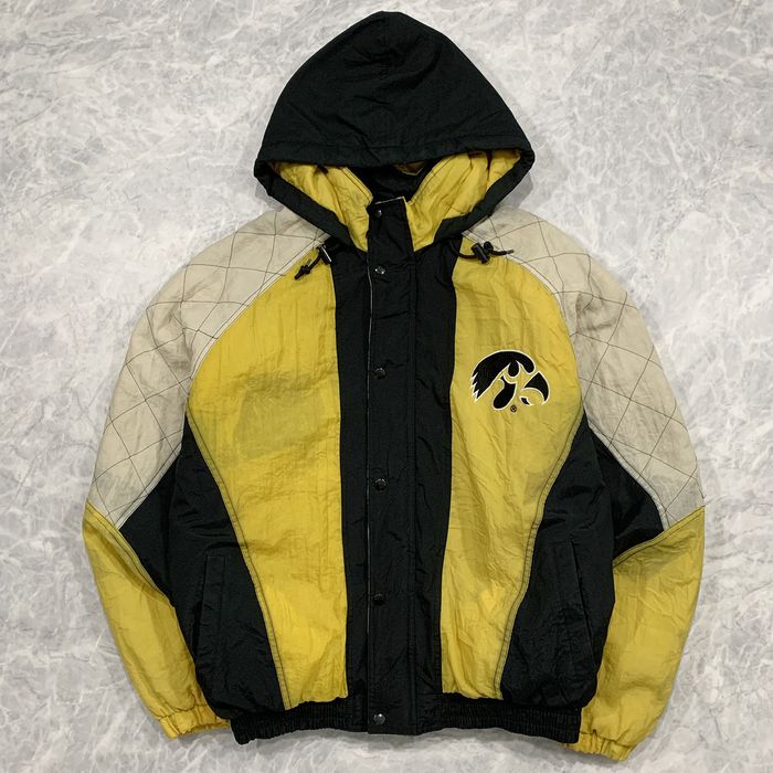 Vintage VTG 90s IOWA HAWKEYES STARTER PUFFER JACKET ZIP QUILTED | Grailed