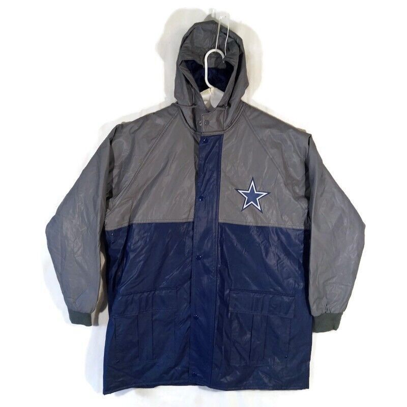 NFL Game Day NFL Dallas Cowboys Rain Coat Men L Lined Hooded Zip Front ...