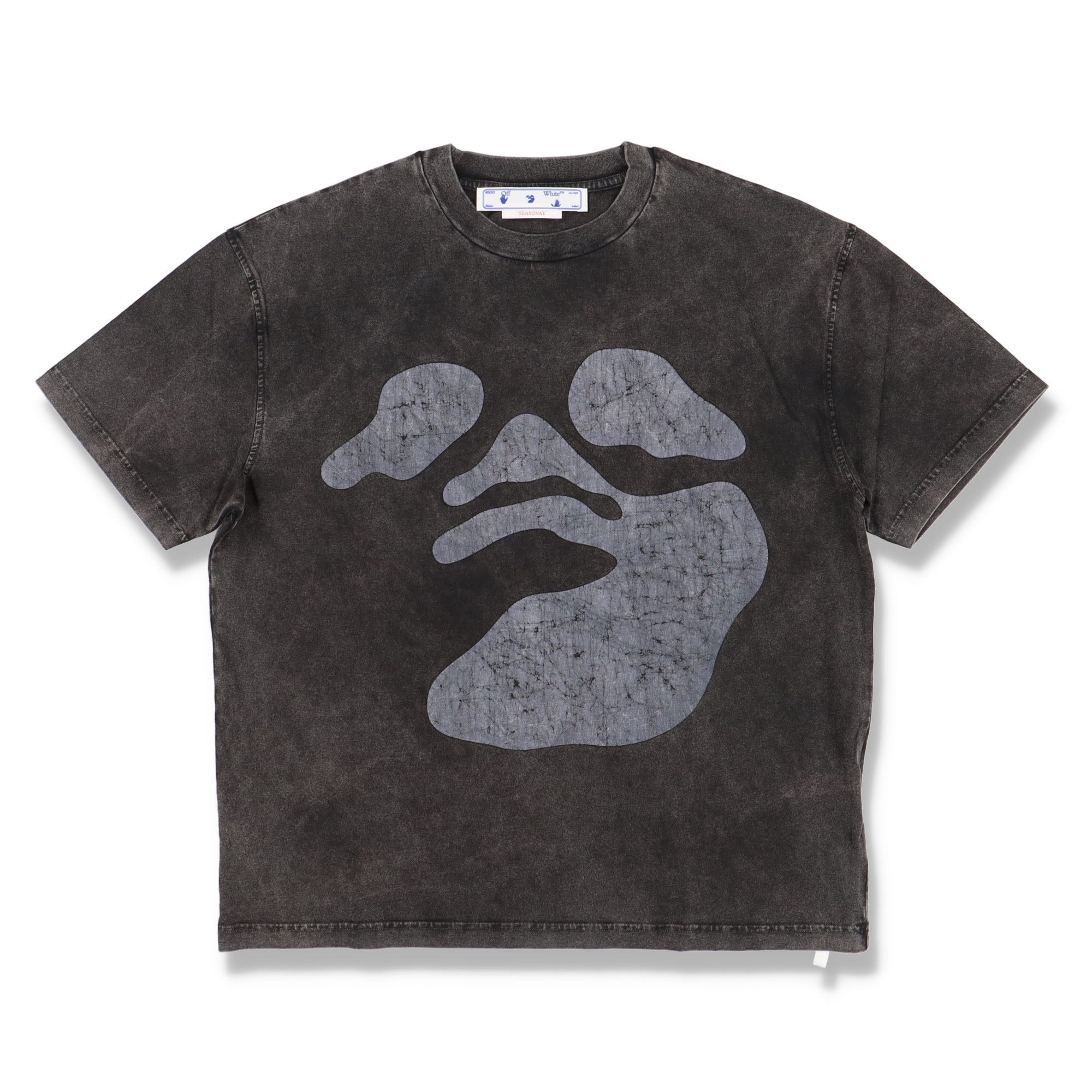 Off-White Washed Black Swimming Man Face Logo T-Shirt | Grailed
