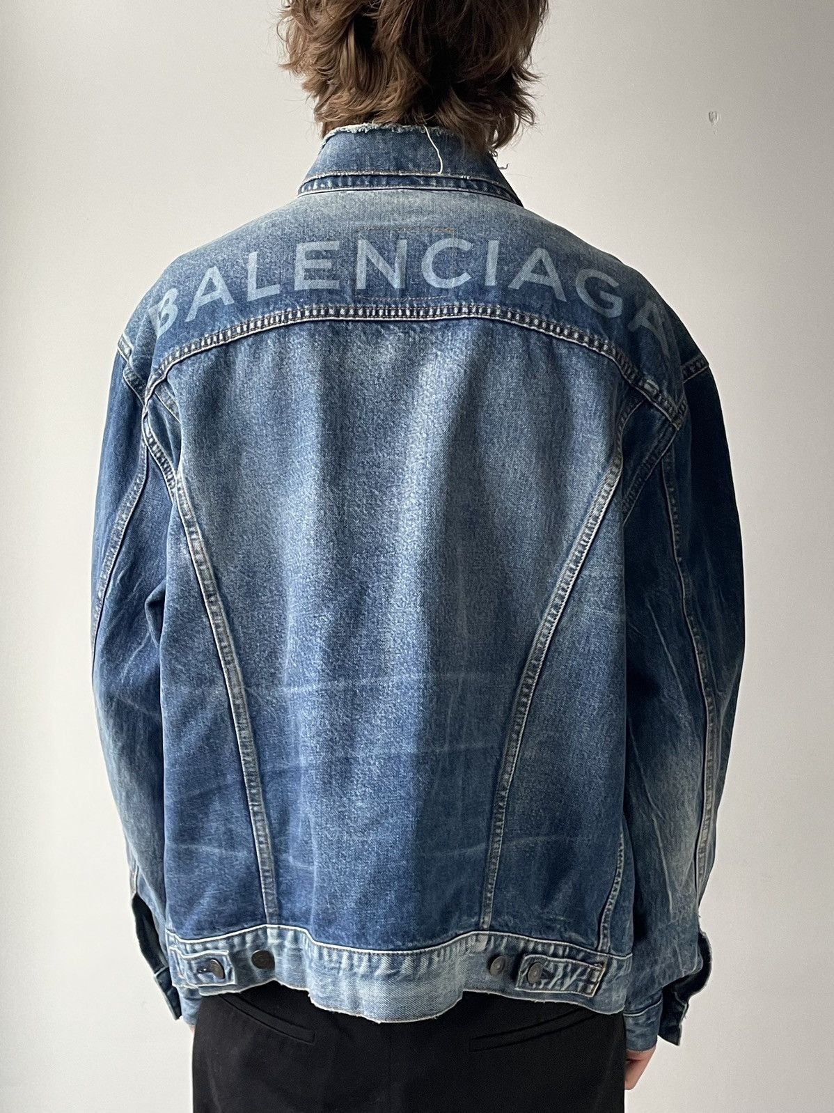 Balenciaga Balenciaga FW17 Oversized Back Logo Denim Jacket | Grailed