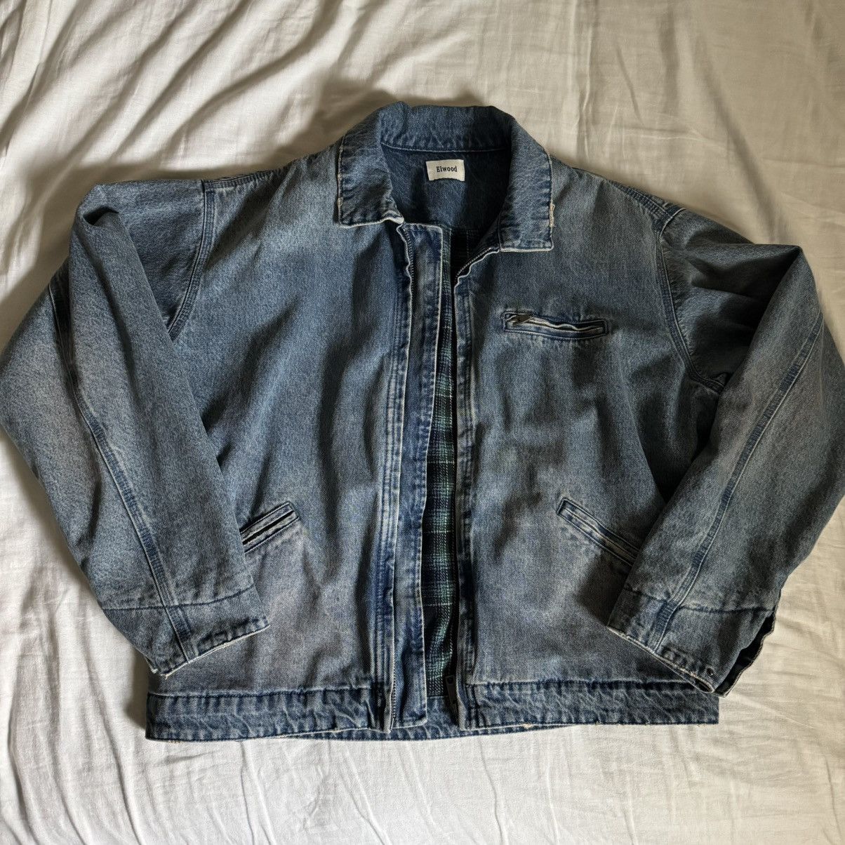 Elwood Petrol Denim Jacket in Dirty Wash | Grailed