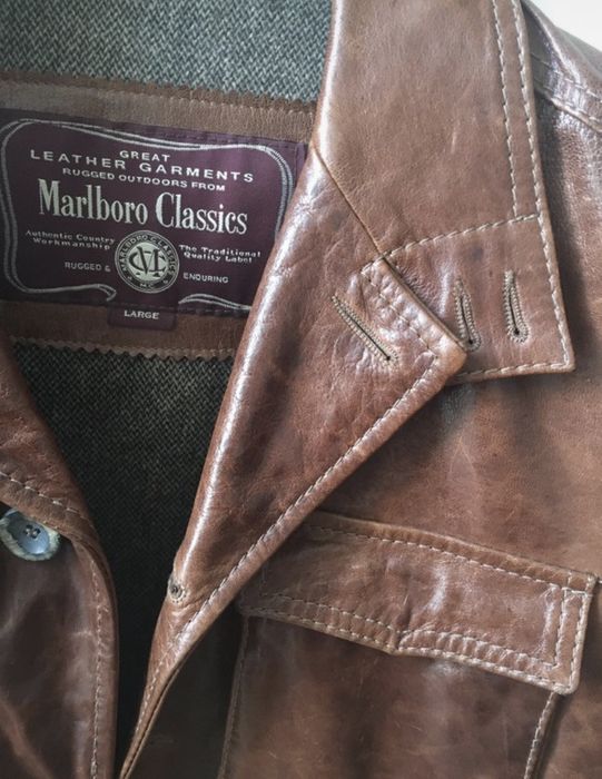 Vintage Marlboro classic vintage leather jacket brown | Grailed