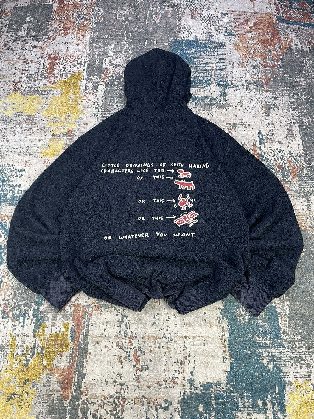 Keith Haring Vintage Keith Haring Back Poem Fleece Hoodies | Grailed
