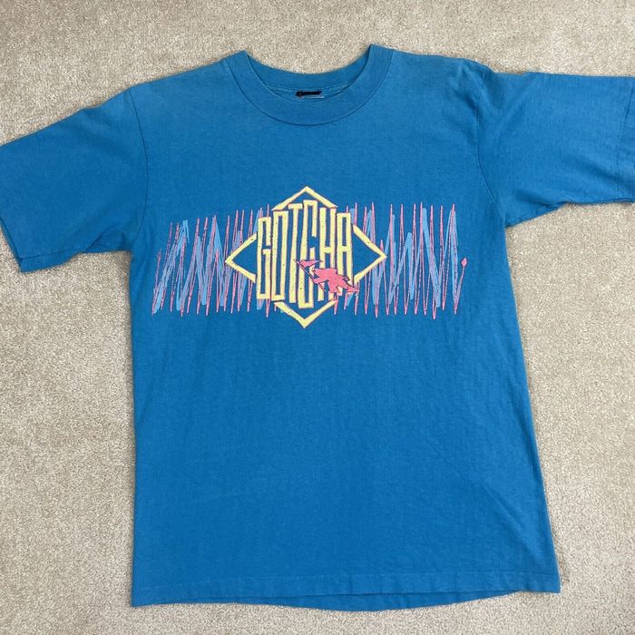 Gotcha Vintage 90s GOTCHA 2 Sided Single Stitch Surf T Shirt Skate Blue ...