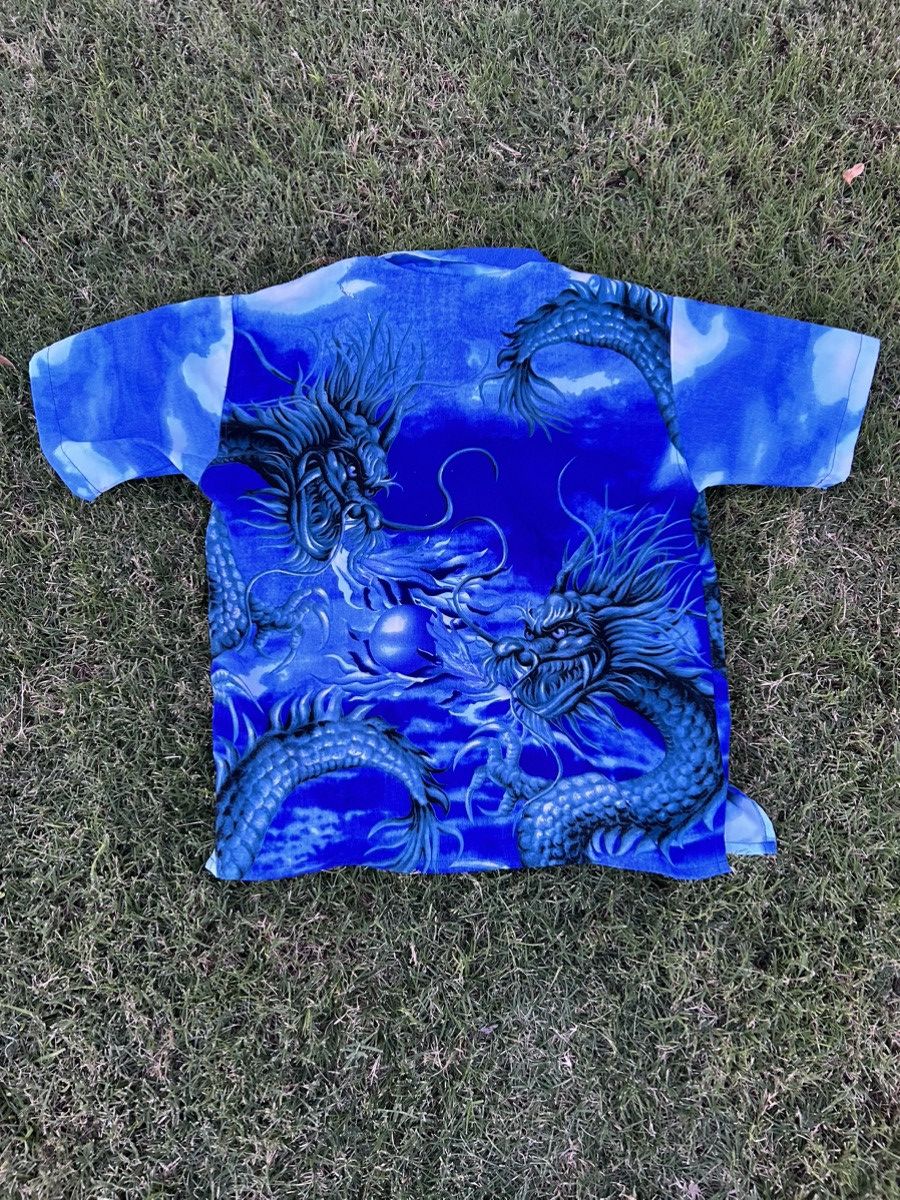 Vintage Insane Y2K Japanese All Over Dragon Print Button Up | Grailed