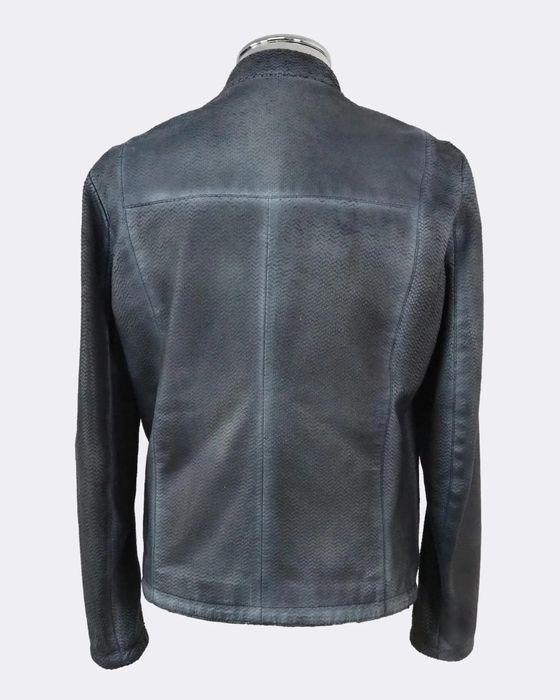 Emporio Armani Men's Emporio Armani Blue Python Effect Leather Jacket ...