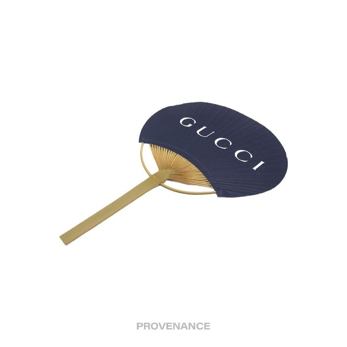 Gucci 🔴 Gucci Logo Bamboo Hand Fan - Navy | Grailed