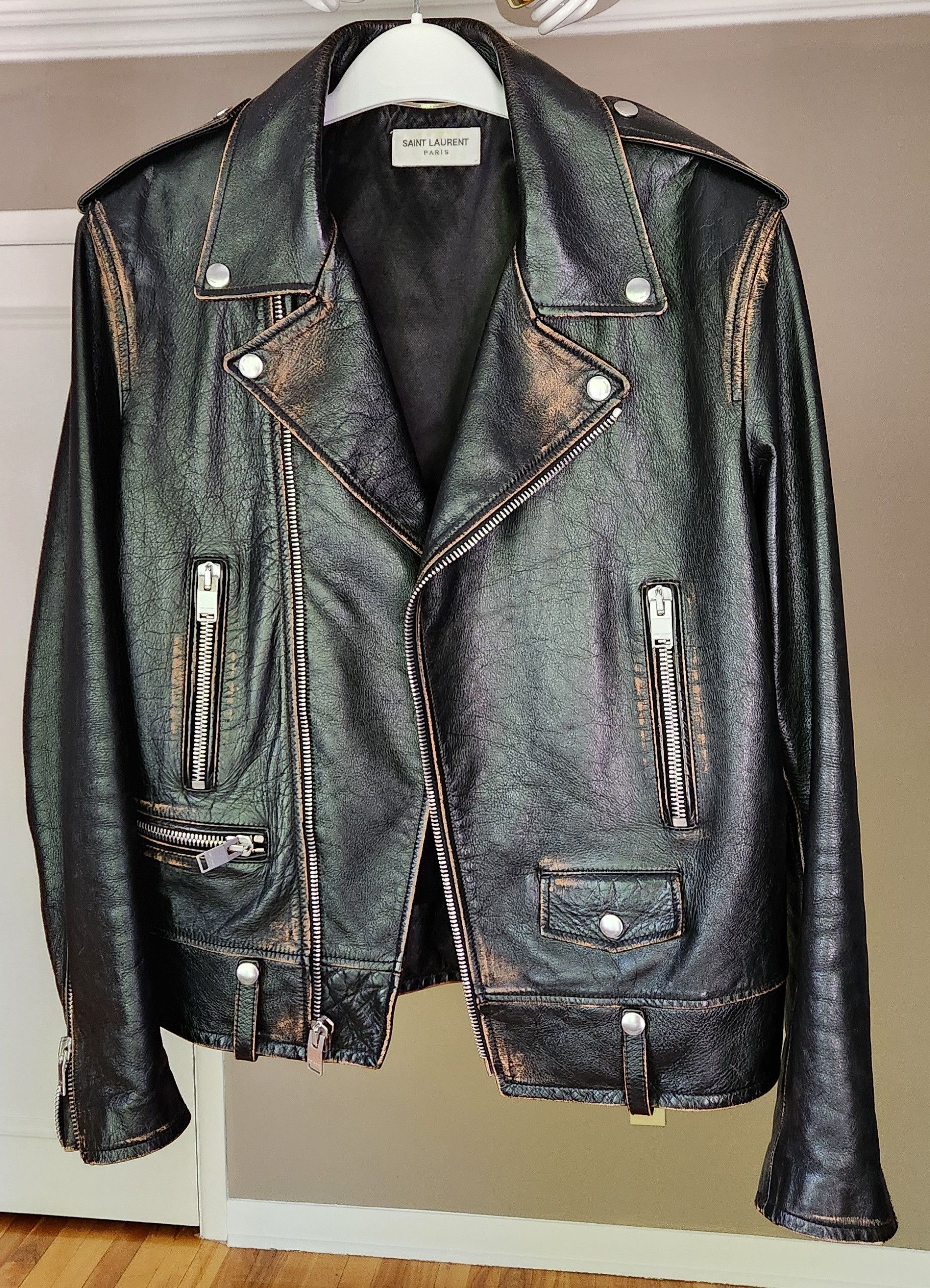 Saint Laurent Paris Saint Laurent Paris L01 Distressed Leather Jacket ...
