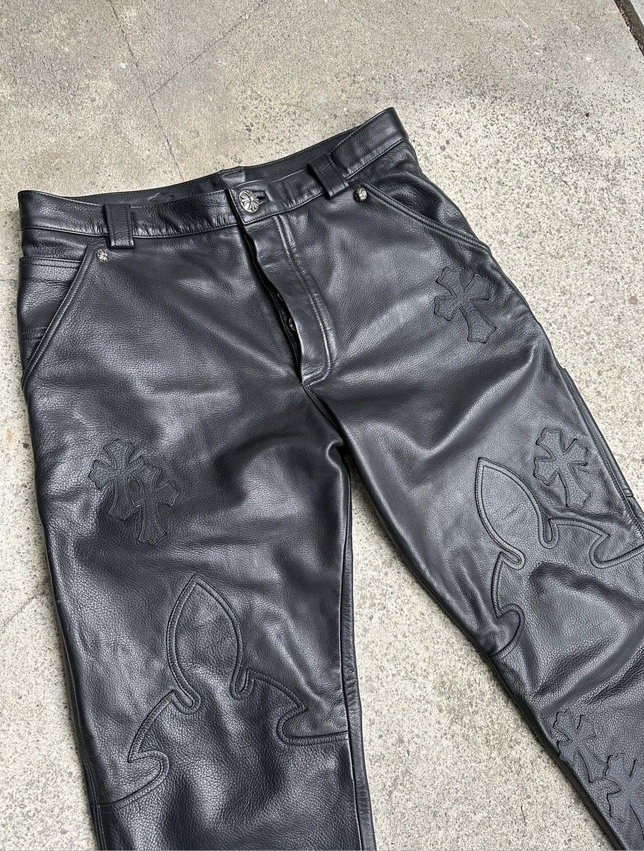 Chrome Hearts Chrome Hearts 18 Cross Patch Leather Pants | Grailed
