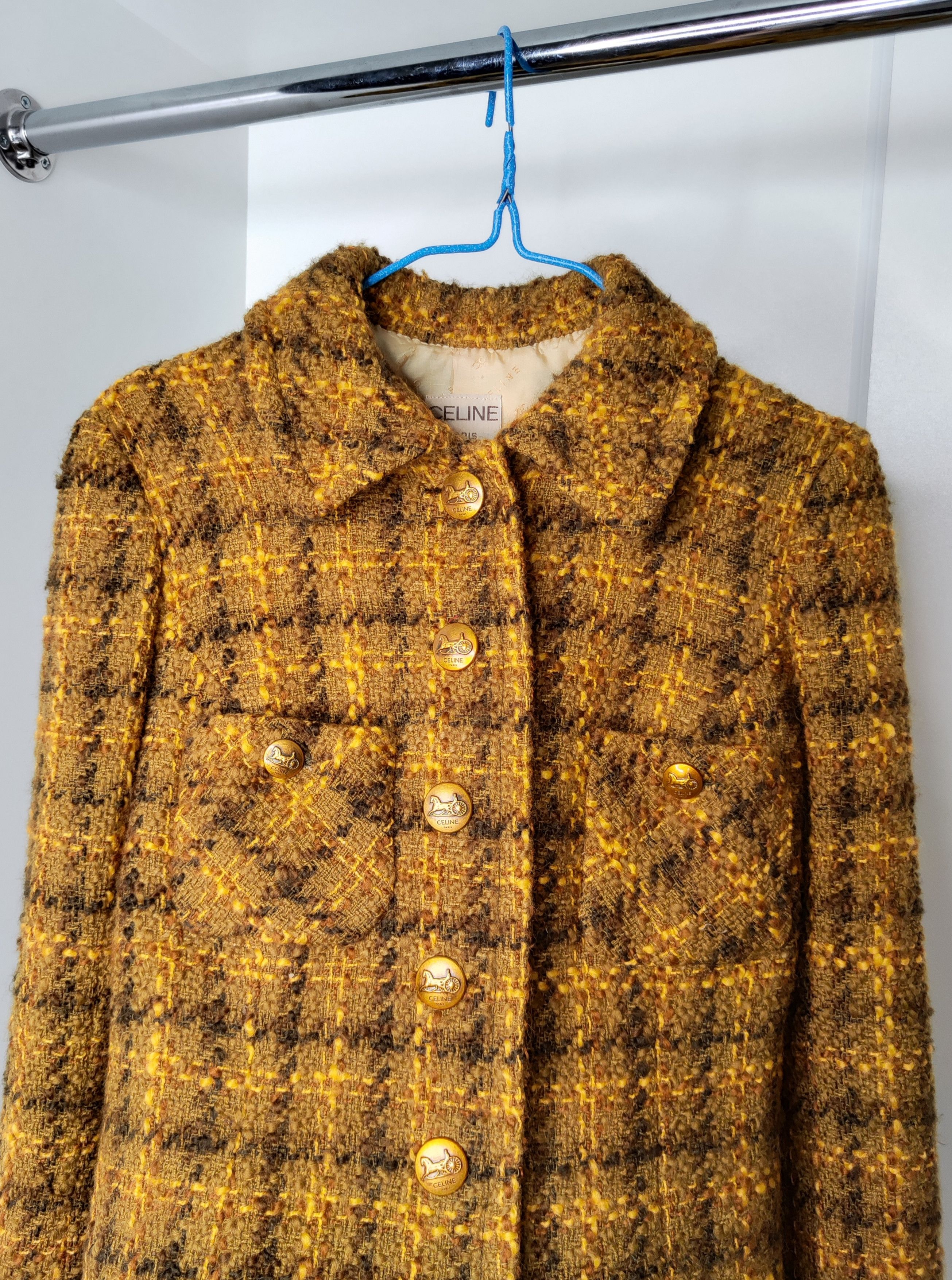 Celine Vintage Celine tweed jacket with gold buttons 80s | Grailed