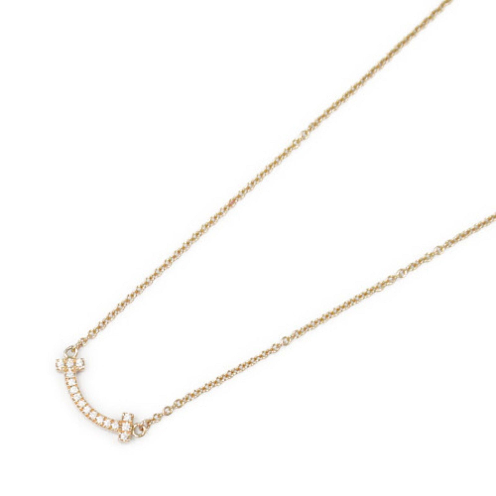 Tiffany & Co. Tiffany Co T-Smile Micro Diamond Necklace K18Pg (Pink Gold) Clear | Grailed