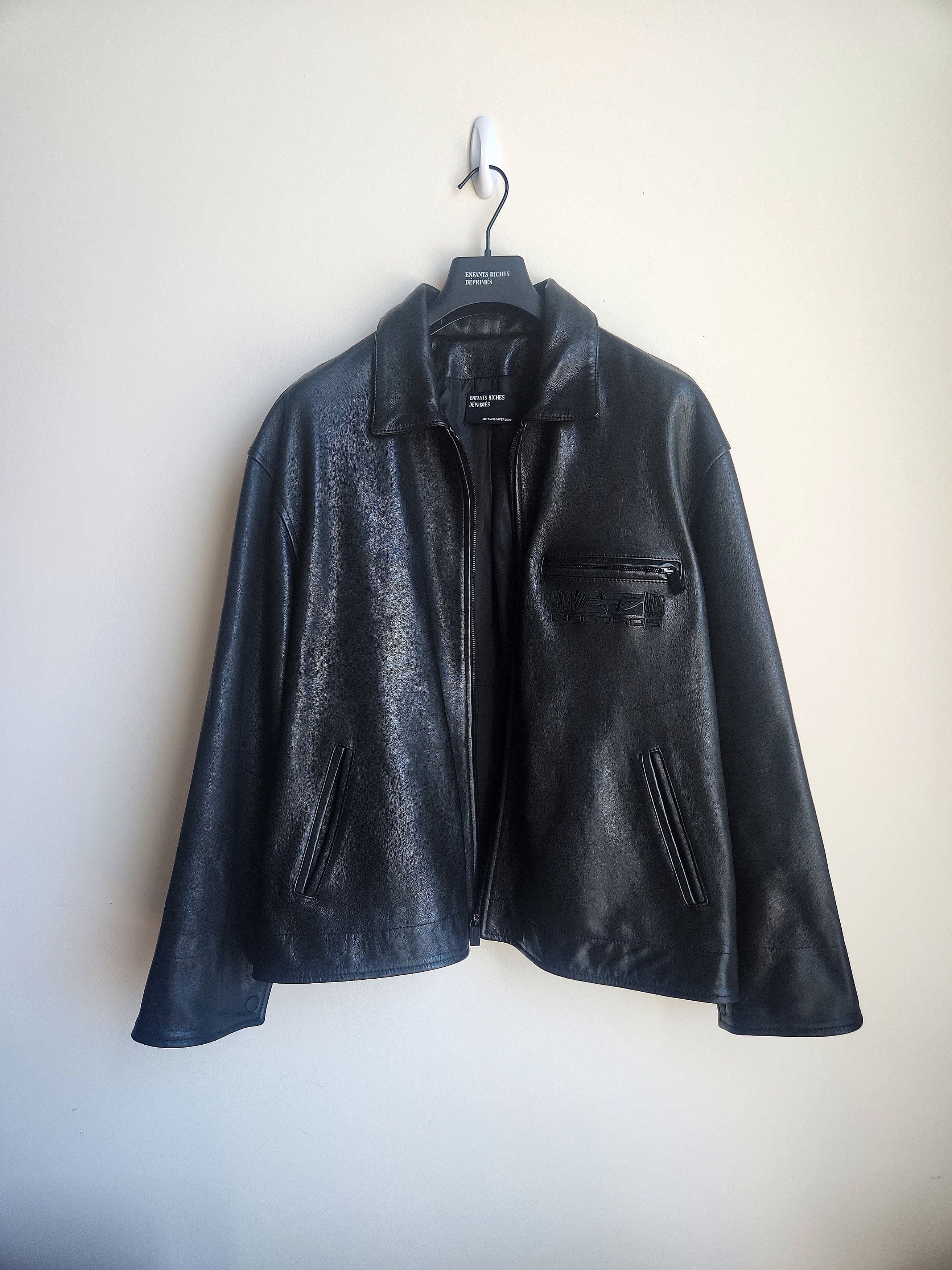 Enfants Riches Deprimes ERD Records embroidered leather work jacket ...