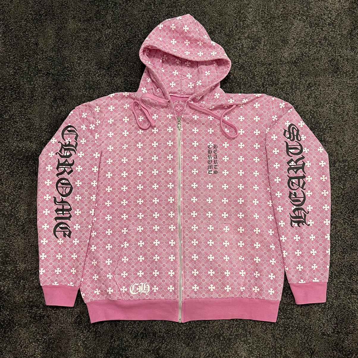 Chrome Hearts Chrome Hearts Pink Monogram All Over Rare Zip Up Hoodie ...