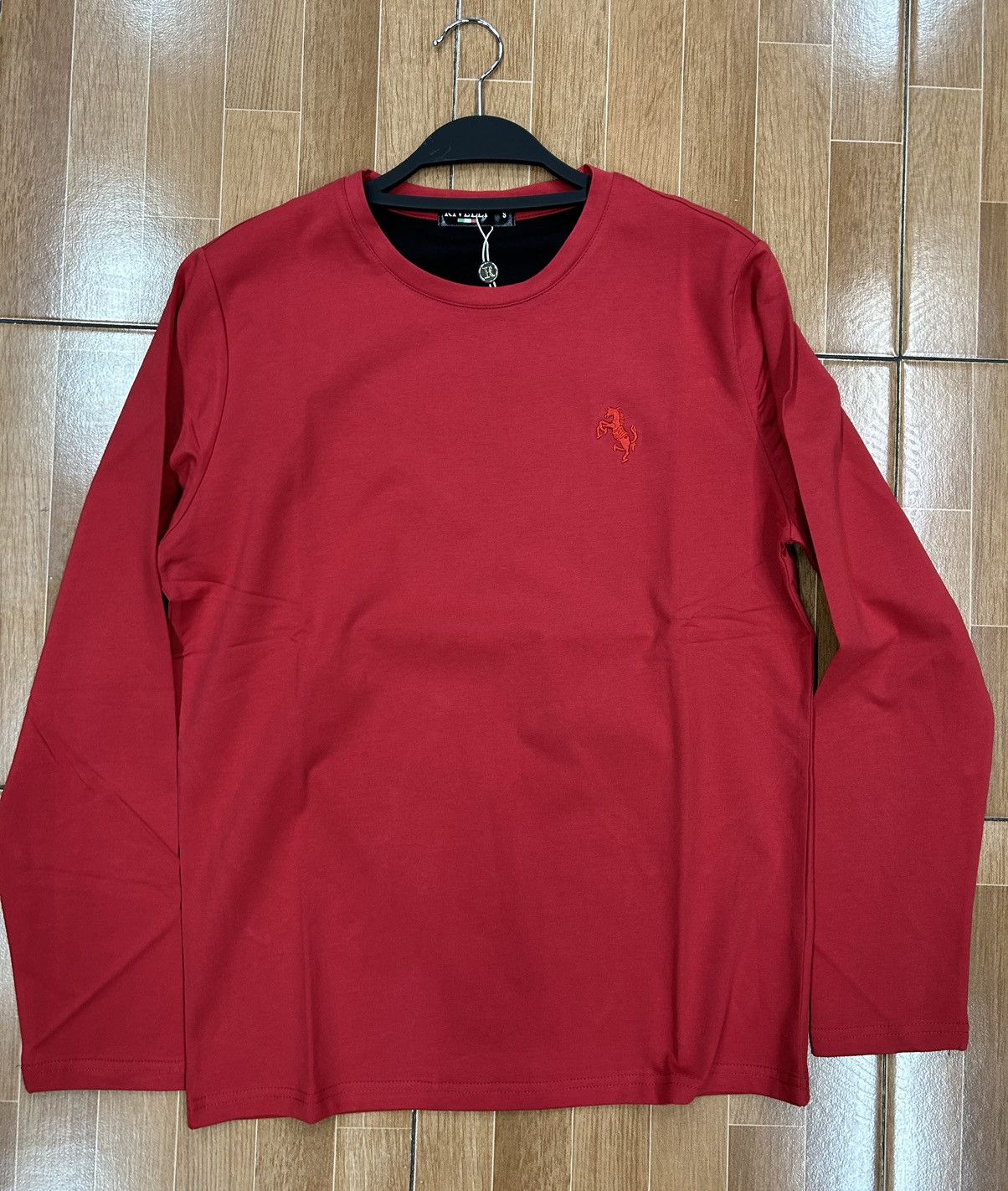 Streetwear × Vintage Medium Rivelli Logo Red Long Sleeve Tee | Grailed