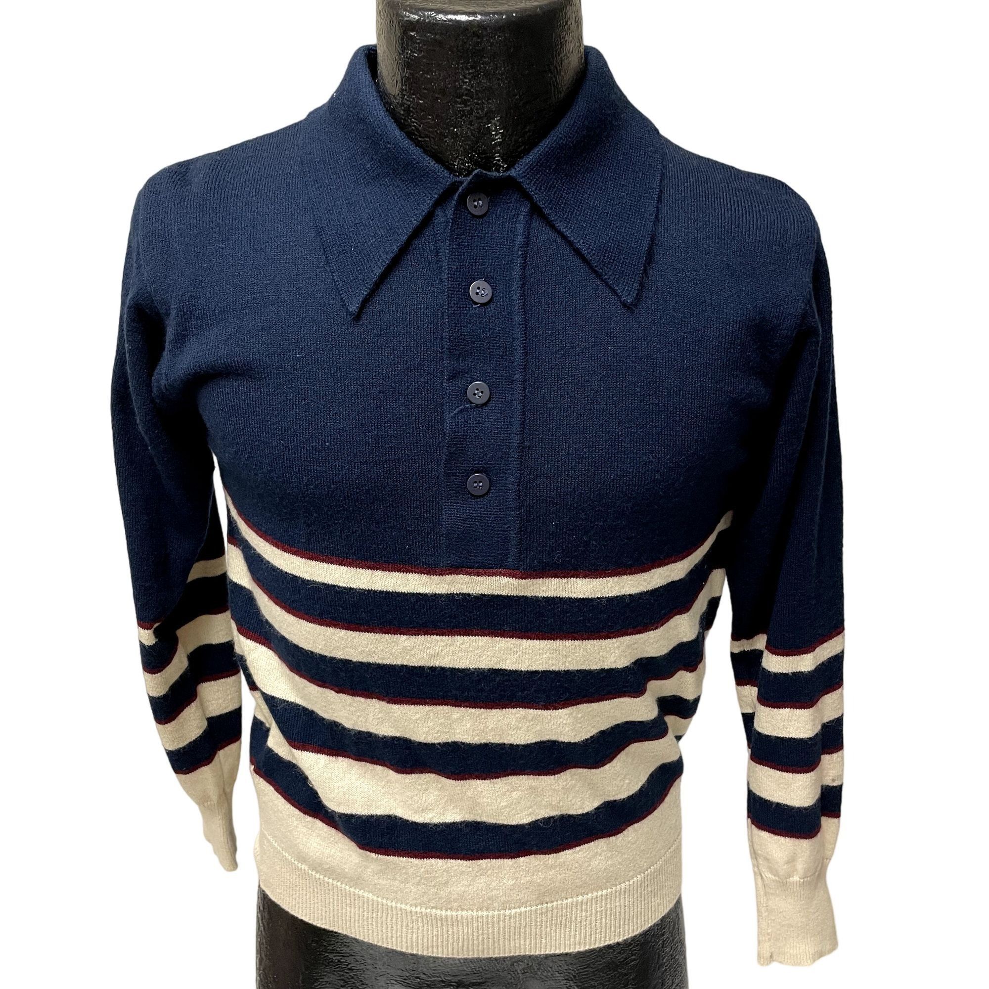 Arrow 70's Arrow Men Blue BUTTERFLY COLLAR MoD Sweater Knit Shirt | Grailed