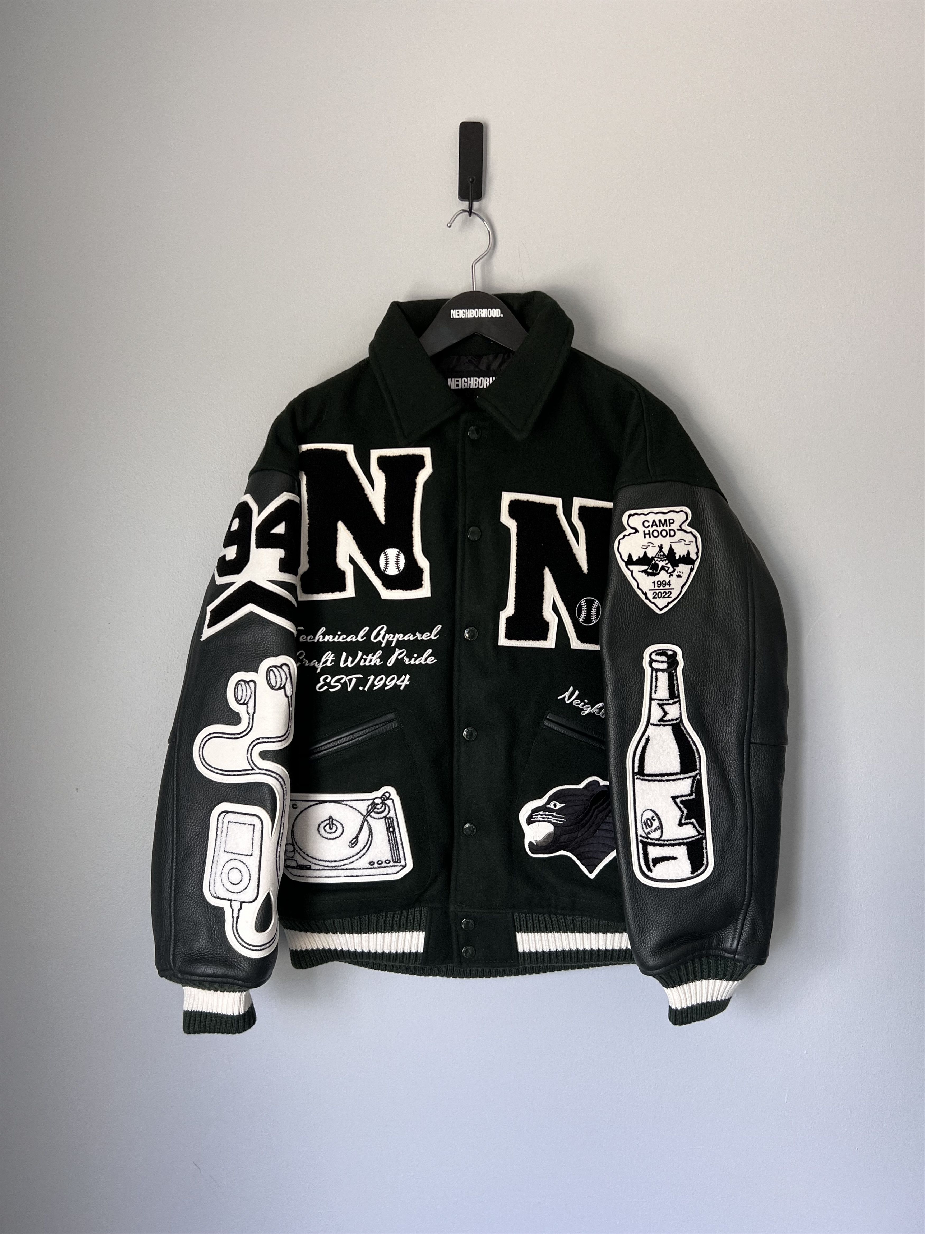 Neighborhood Neighborhood Stadium Varsity Jacket in Green Wool | Grailed