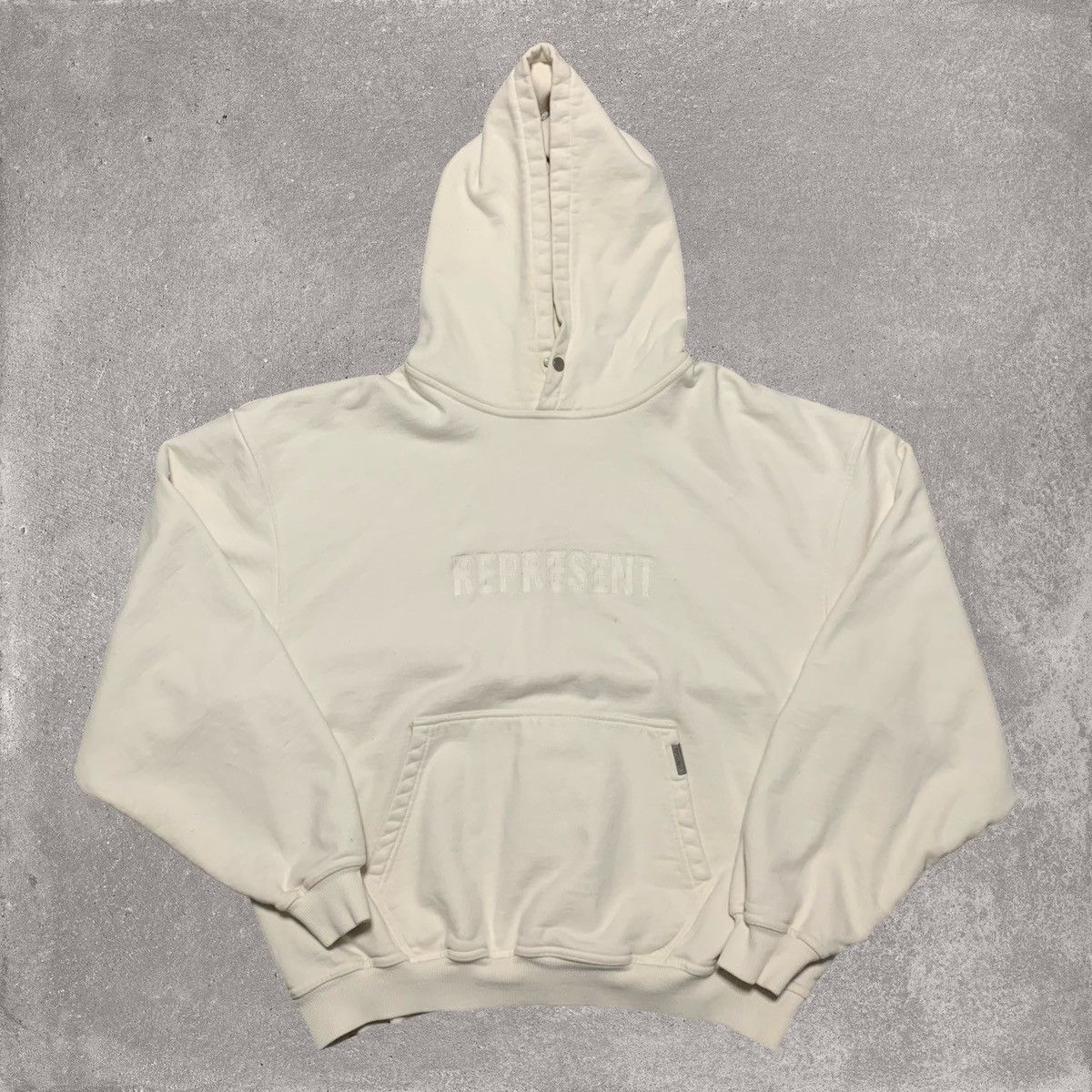 Represent Clo. Represent XL Embroidered Logo Flat White Hoodie | Grailed