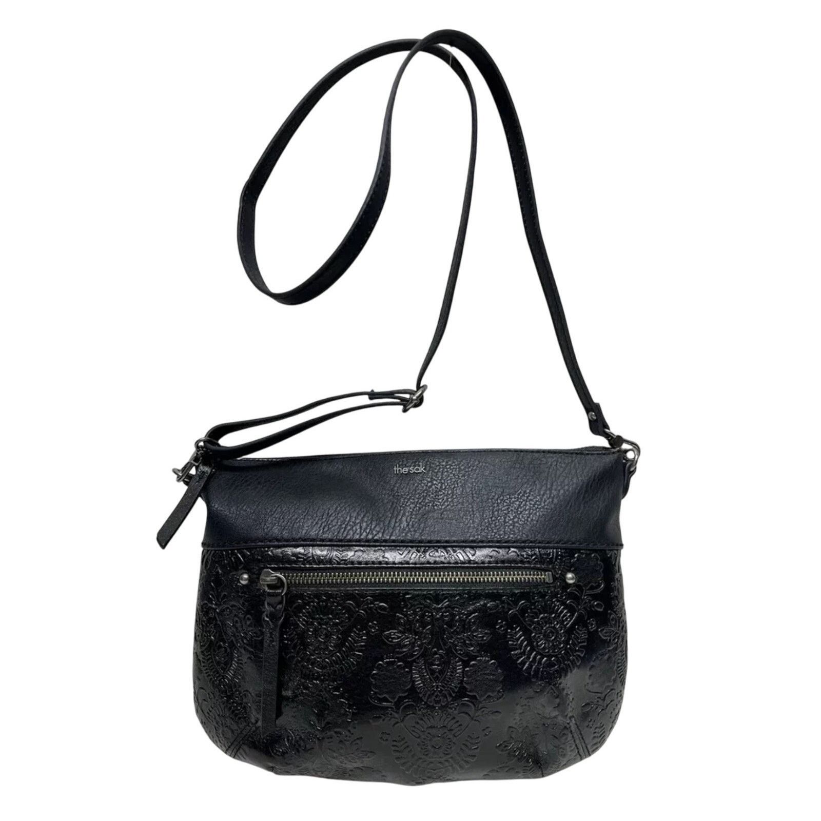 The Sak The Sak Oleta Onyx Black Leather Crossbody Bag Paisley Bag ...