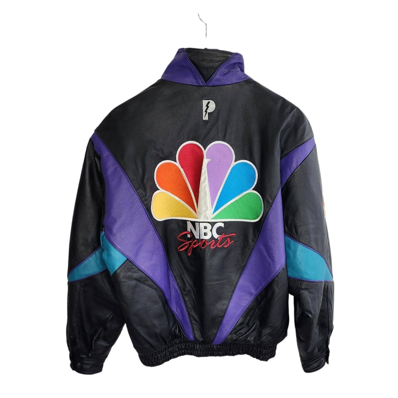 Pro Player Vintage Pro Player NBC Sports Heavy Leather Bomber Jacket ...