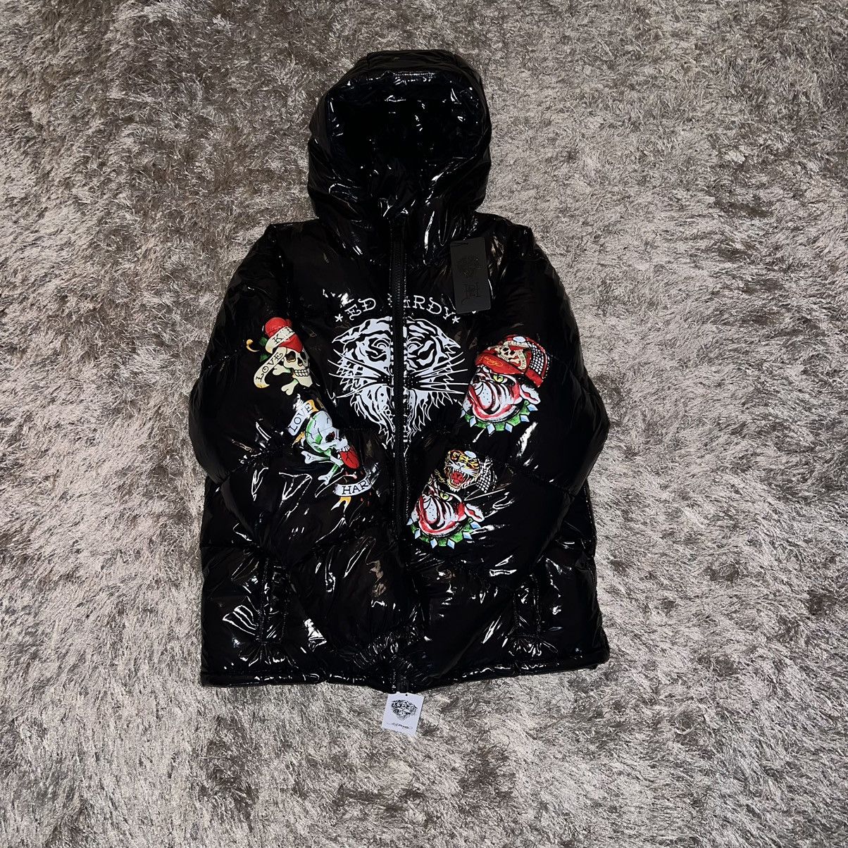 Ed Hardy × Streetwear × Vintage Black Rare Vintage Ed Hardy Puffer ...