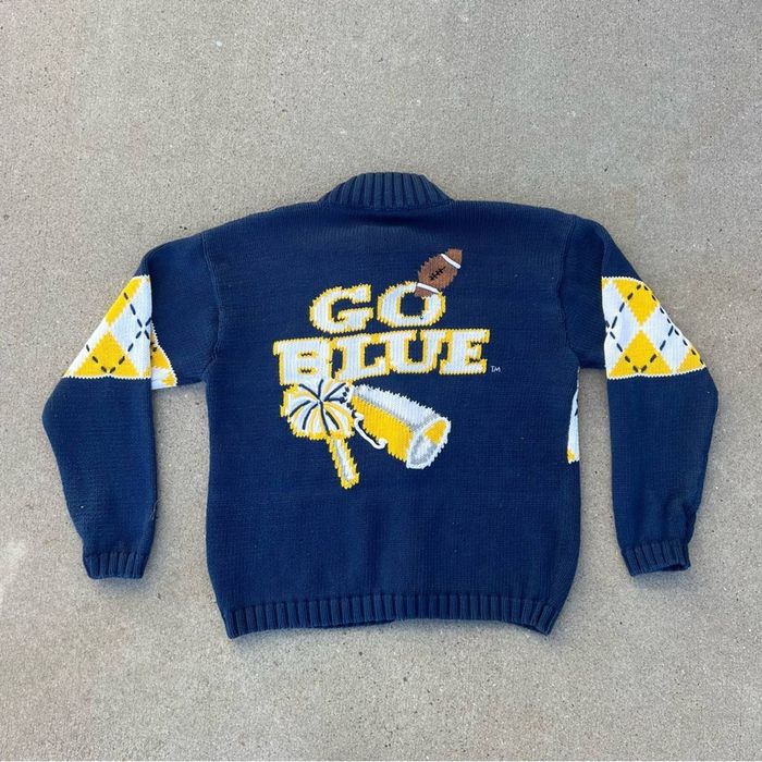 Vintage Michigan State GO BLUE sports football cheer team cardigan ...