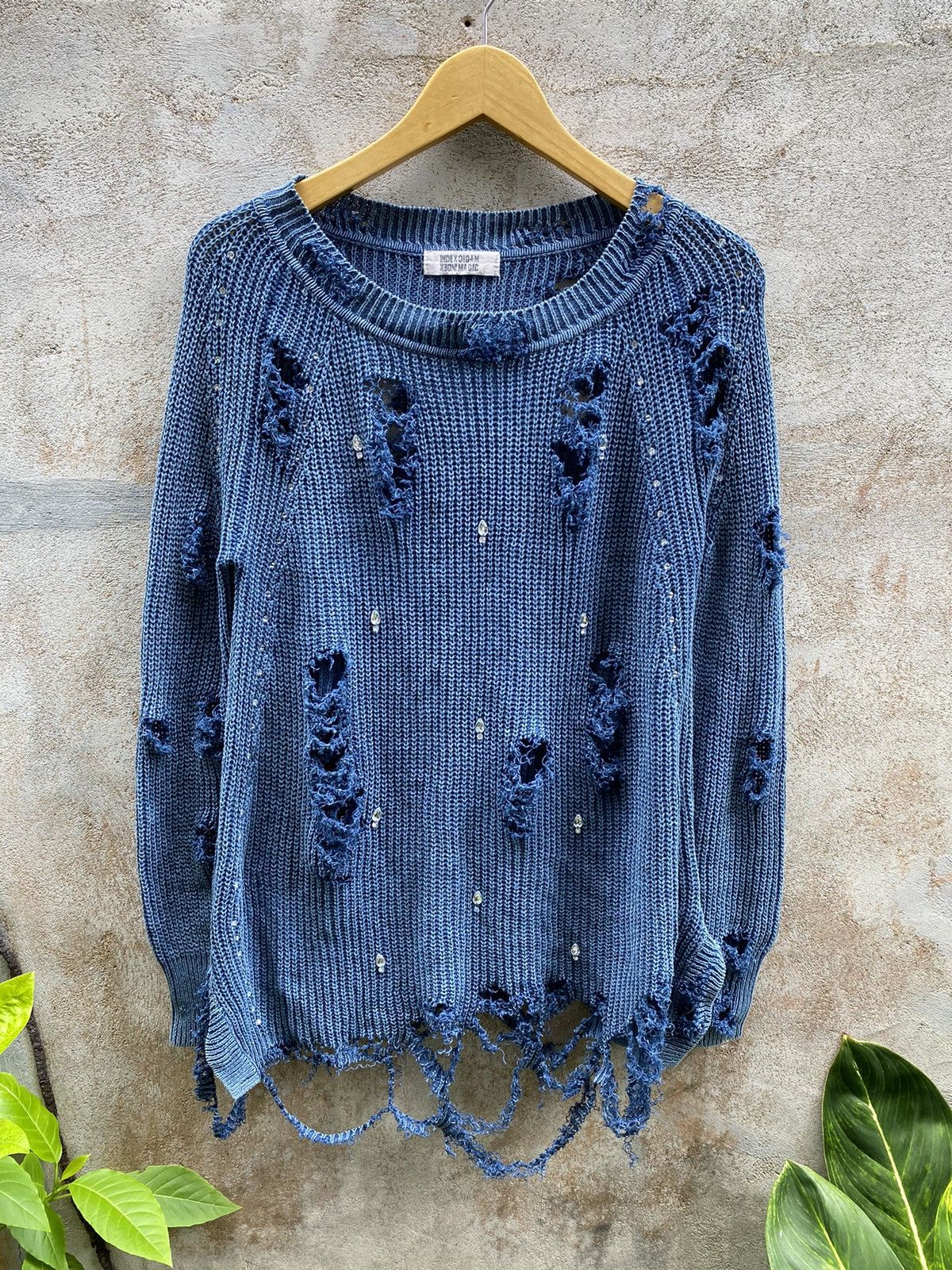 Beauty Beast × Hysteric Glamour × Junya Watanabe Japanese Index Magic Distressed Trashed knit ...