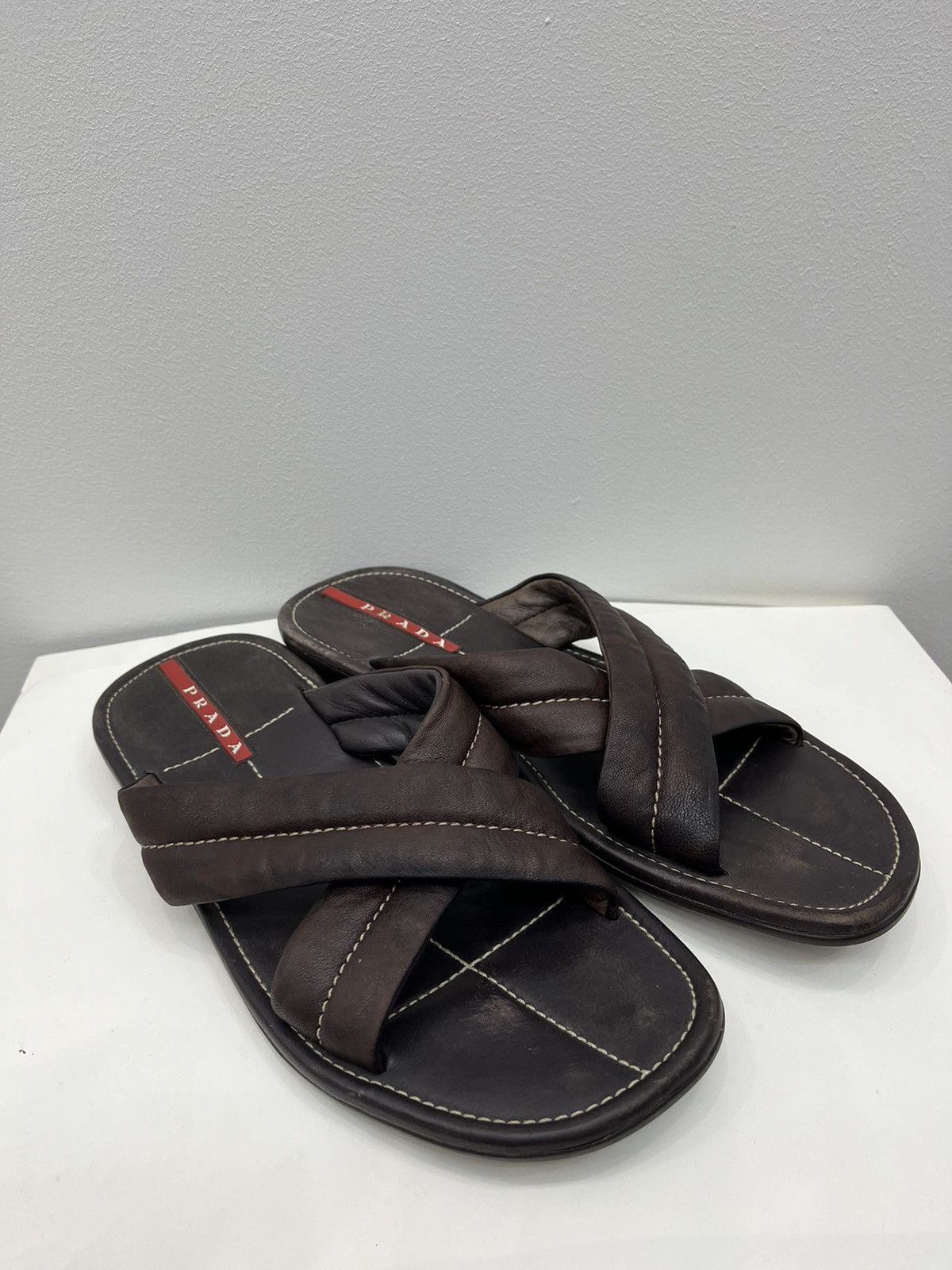 Prada Prada Red Label Leather Slides Slippers | Grailed