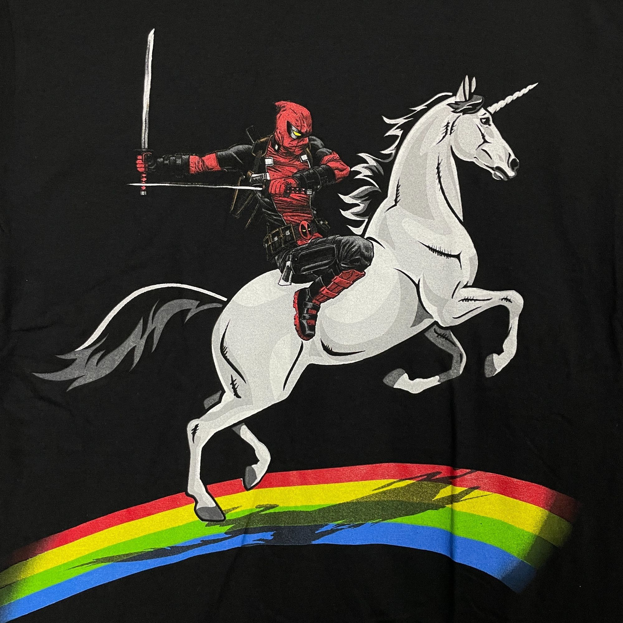 Marvel Comics Marvel movie comic book superhero Deadpool riding unicorn ...