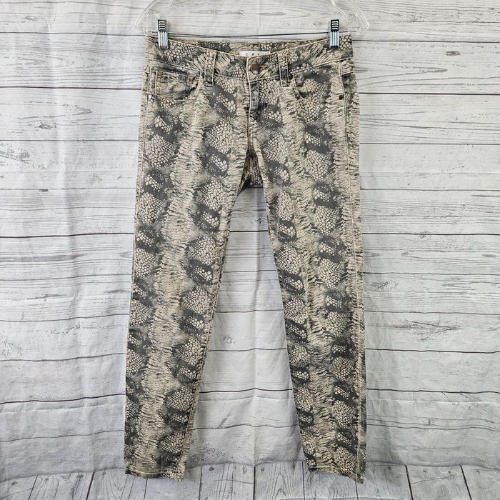 Vintage Cabi 958 Womens Diamondback Snakeskin Skinny Jeans Sz 0 Tan Low ...