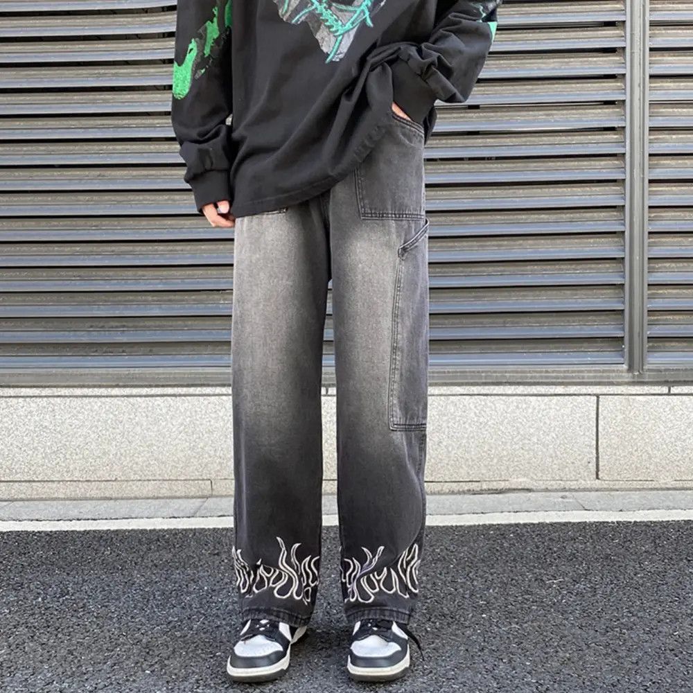Japanese Brand Fire Straight Baggy Denim Jeans | Grailed