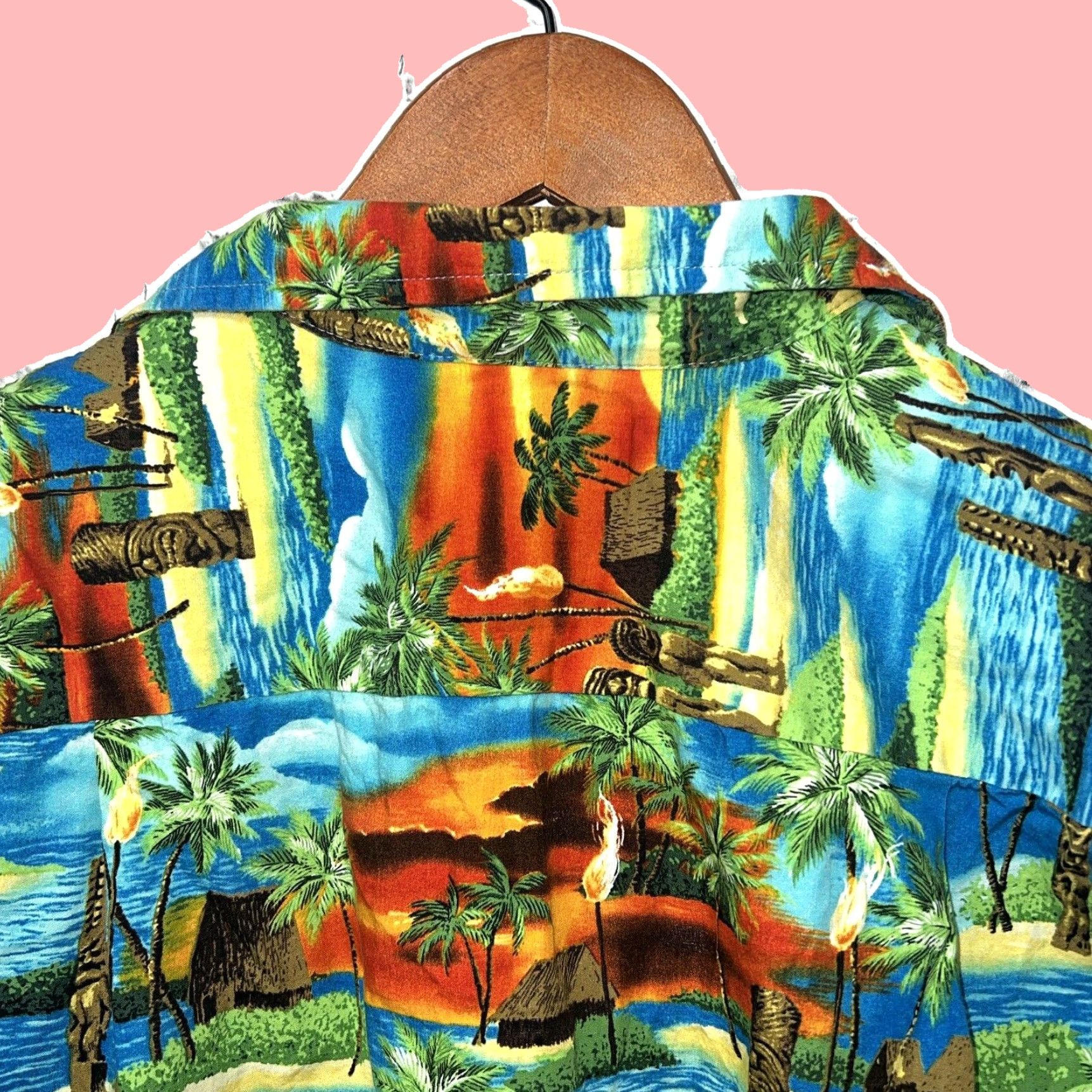 Vintage Vintage RJC Classic Tiki Pattern Hawaiian Style Mens Shirt ...
