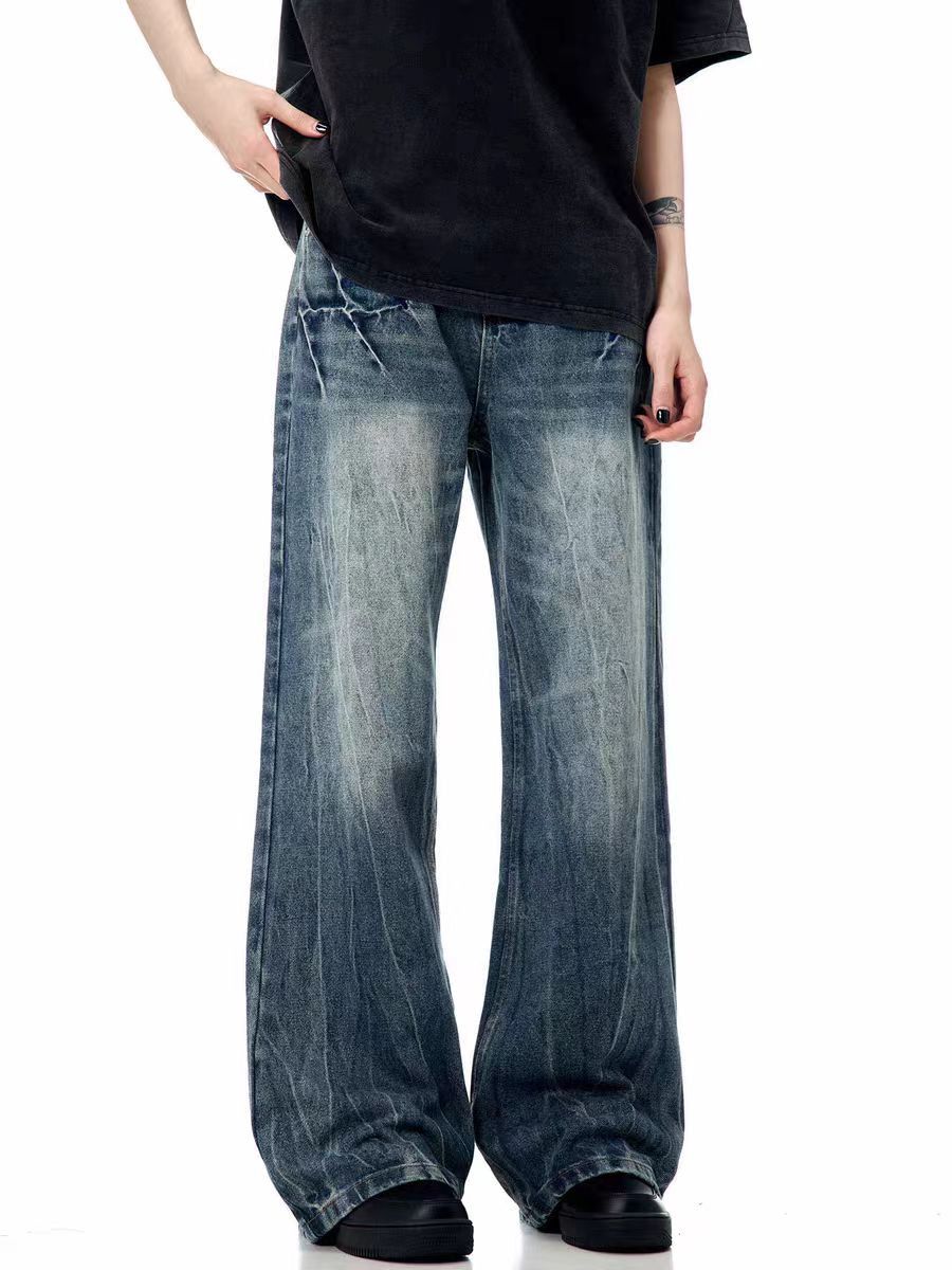 Japanese Brand × Jean × Streetwear Washed street micro flare textured ...