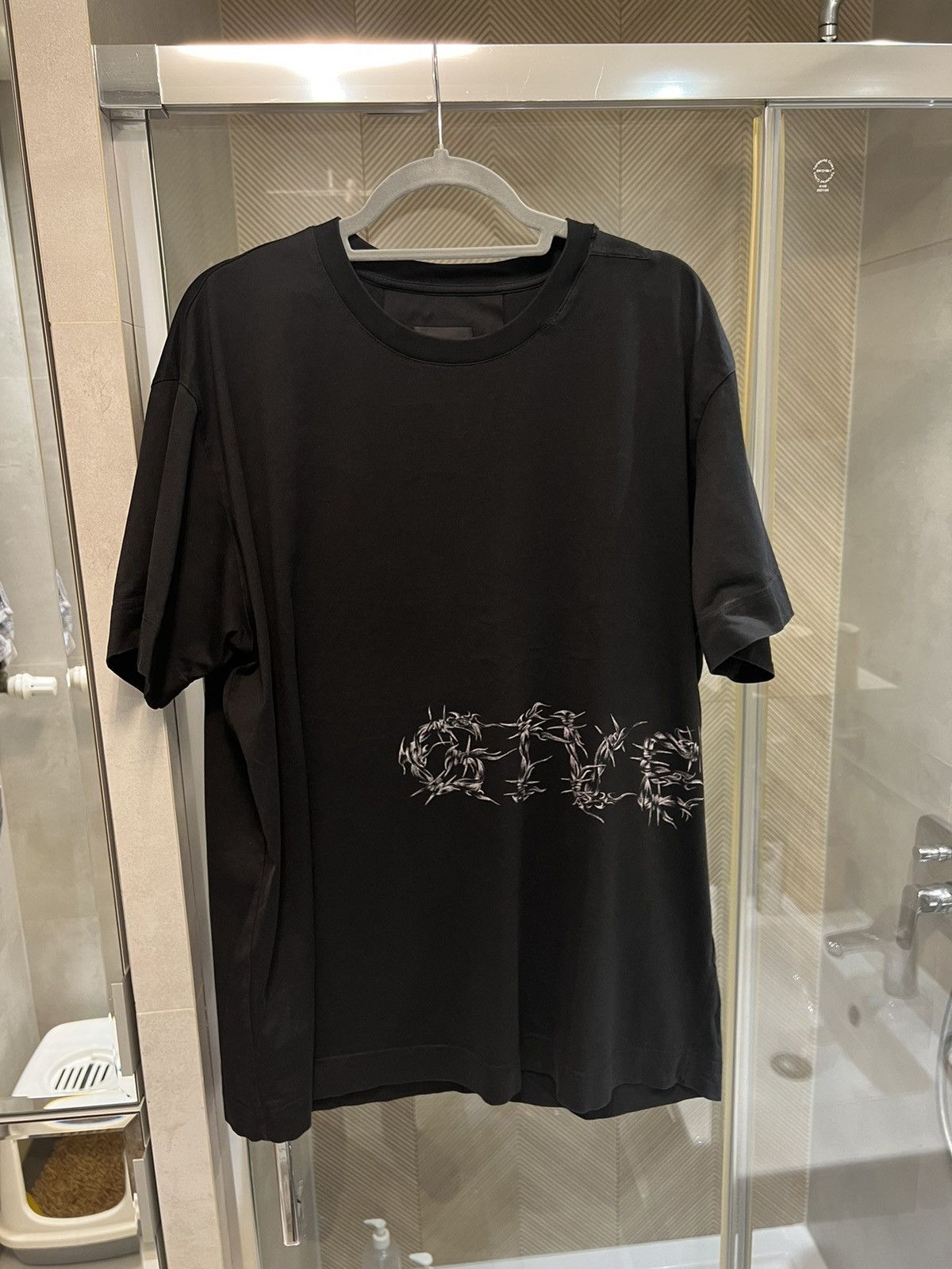 Givenchy × MMW Givenchy Logo Barber Wire Oversized Tee | Grailed