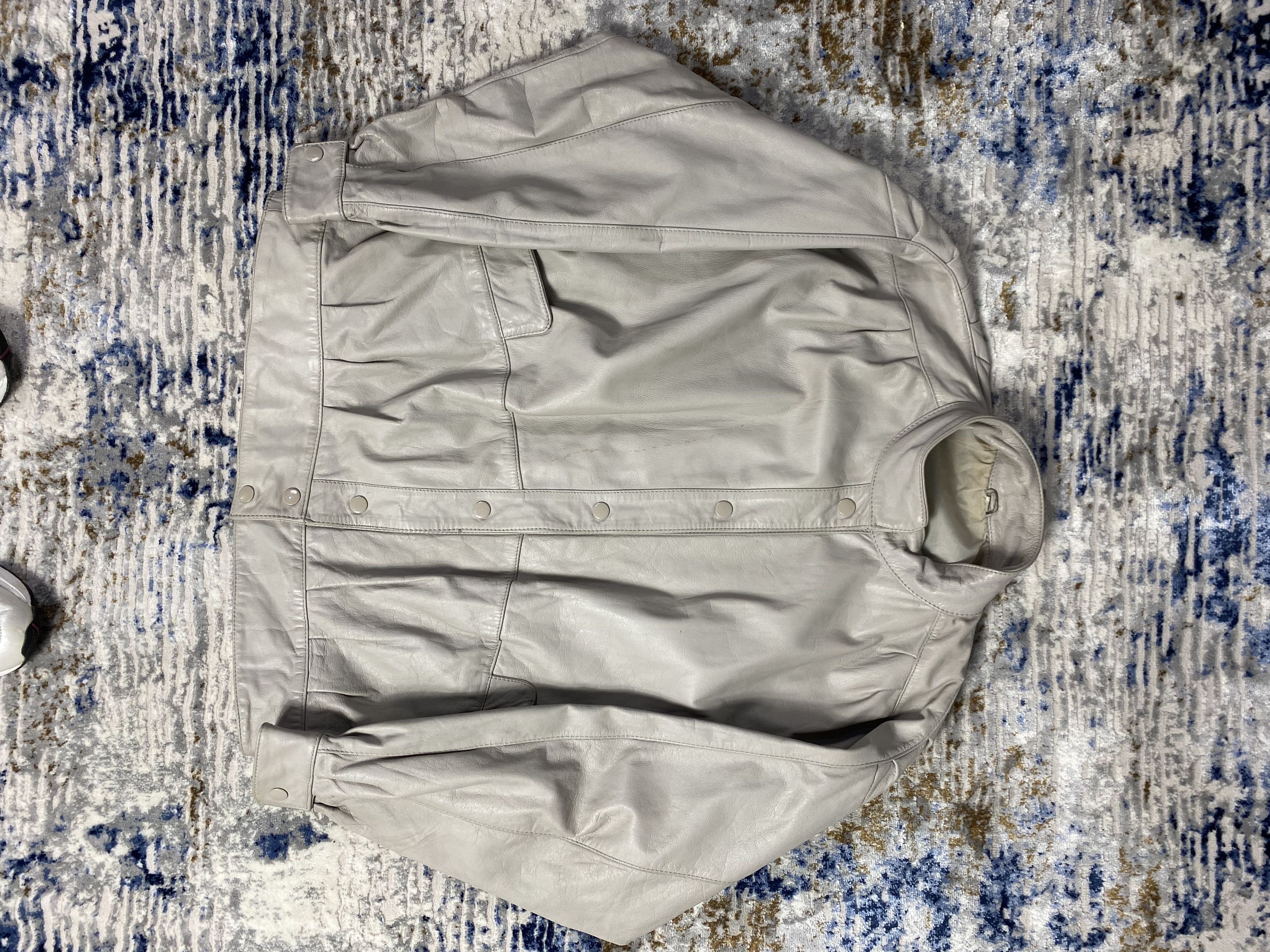 Vintage vintage light grey leather jacket | Grailed