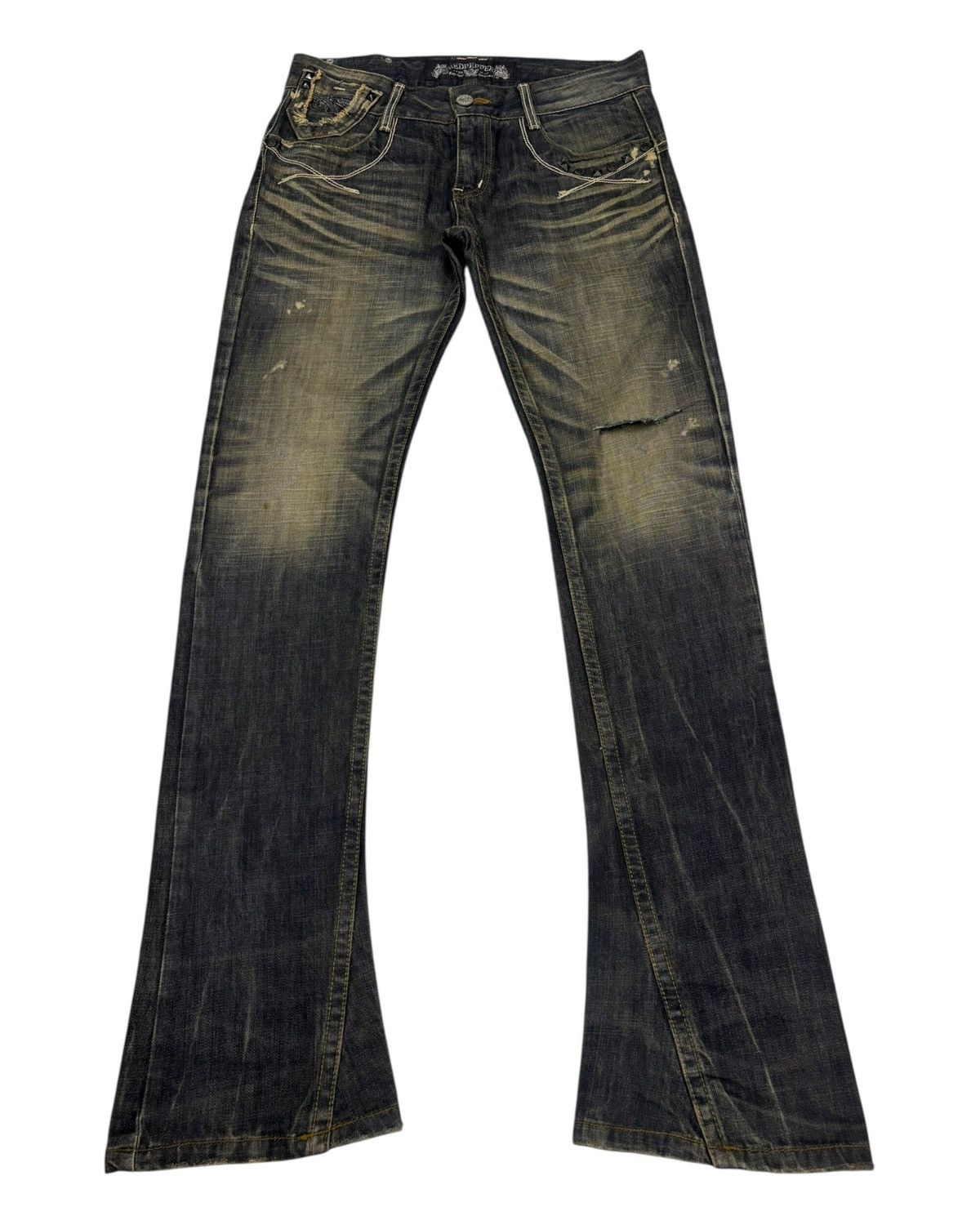 Tornado Mart Red Pepper Skull Studded Skinny Flare Jeans | Grailed