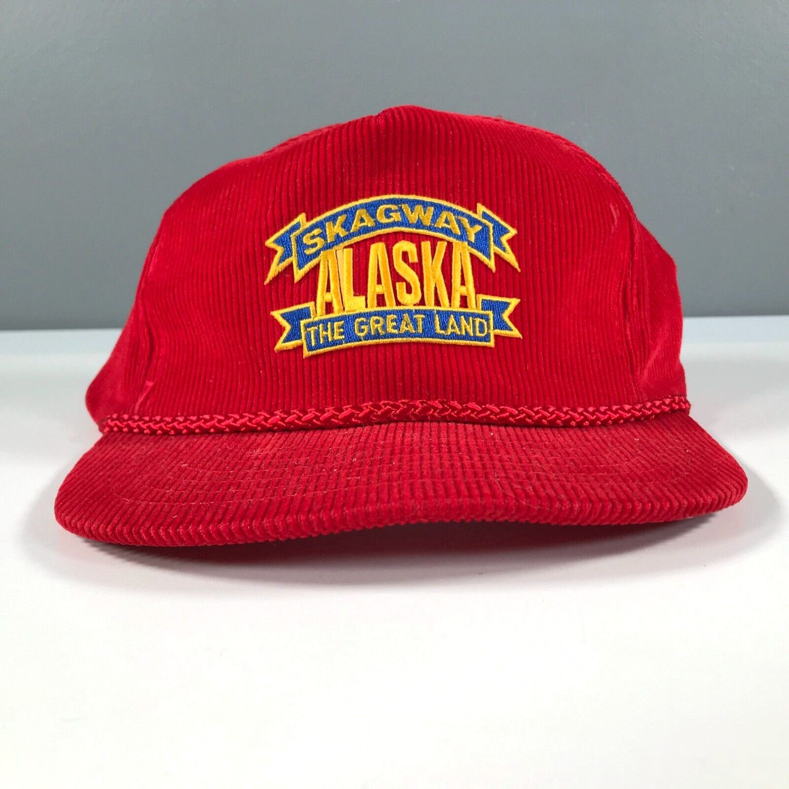The Great Vintage Alaska Snapback Hat Cap Corduroy Red Skagway The ...