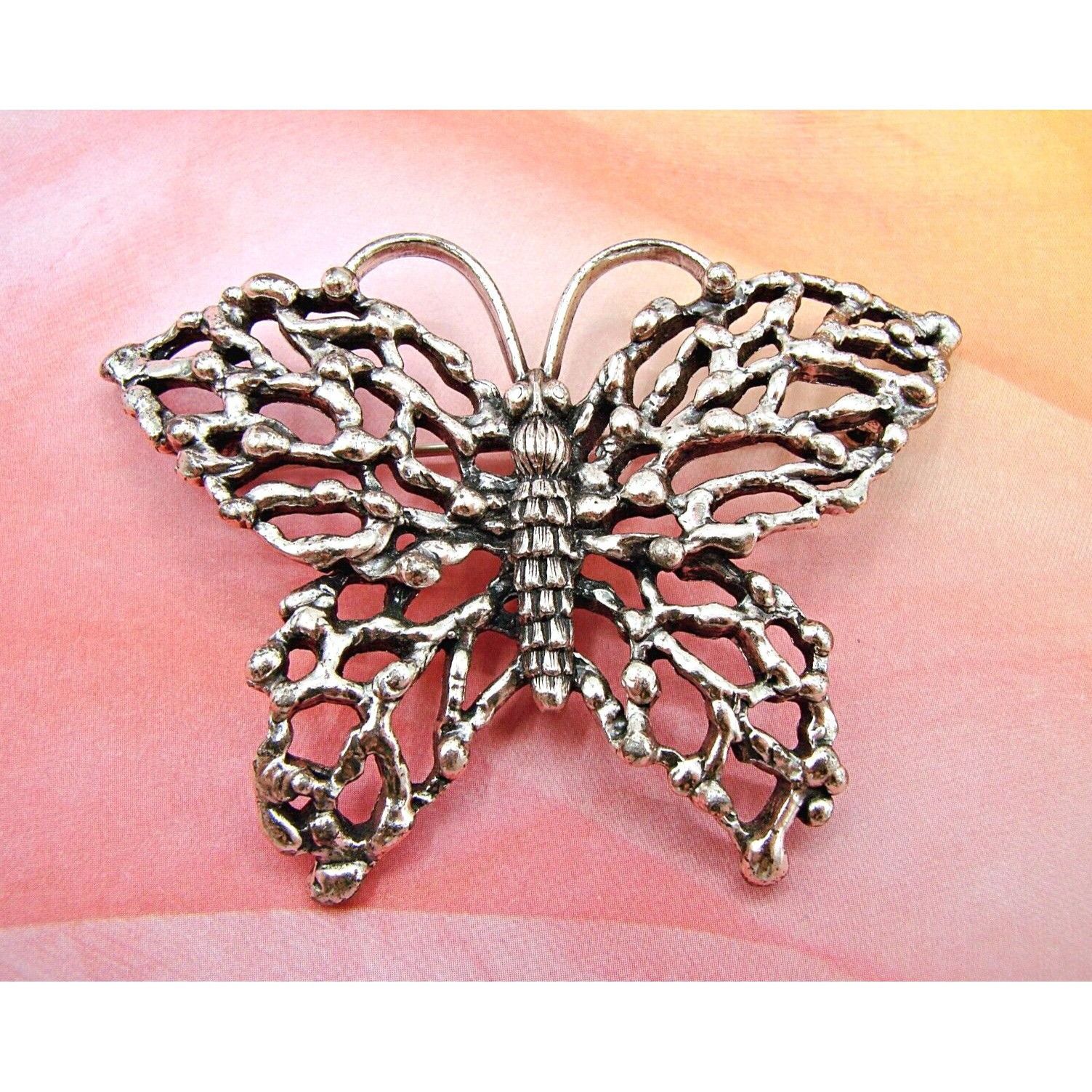 Other × Vintage Napier Silver Tone Butterfly Brooch Pin Hat Lapel Scarf ...