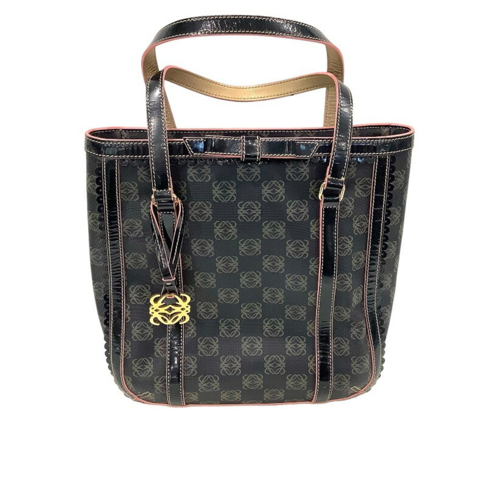 Loewe LOEWE Anagram PVC & Enamel Ribbon Tote Bag Black x Pink | Grailed