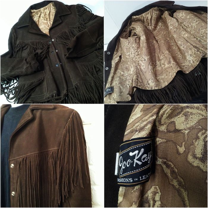 Vintage 70s Joo-Kay Fashion Leather Suede Jacket Lady-14 Fringe | Grailed