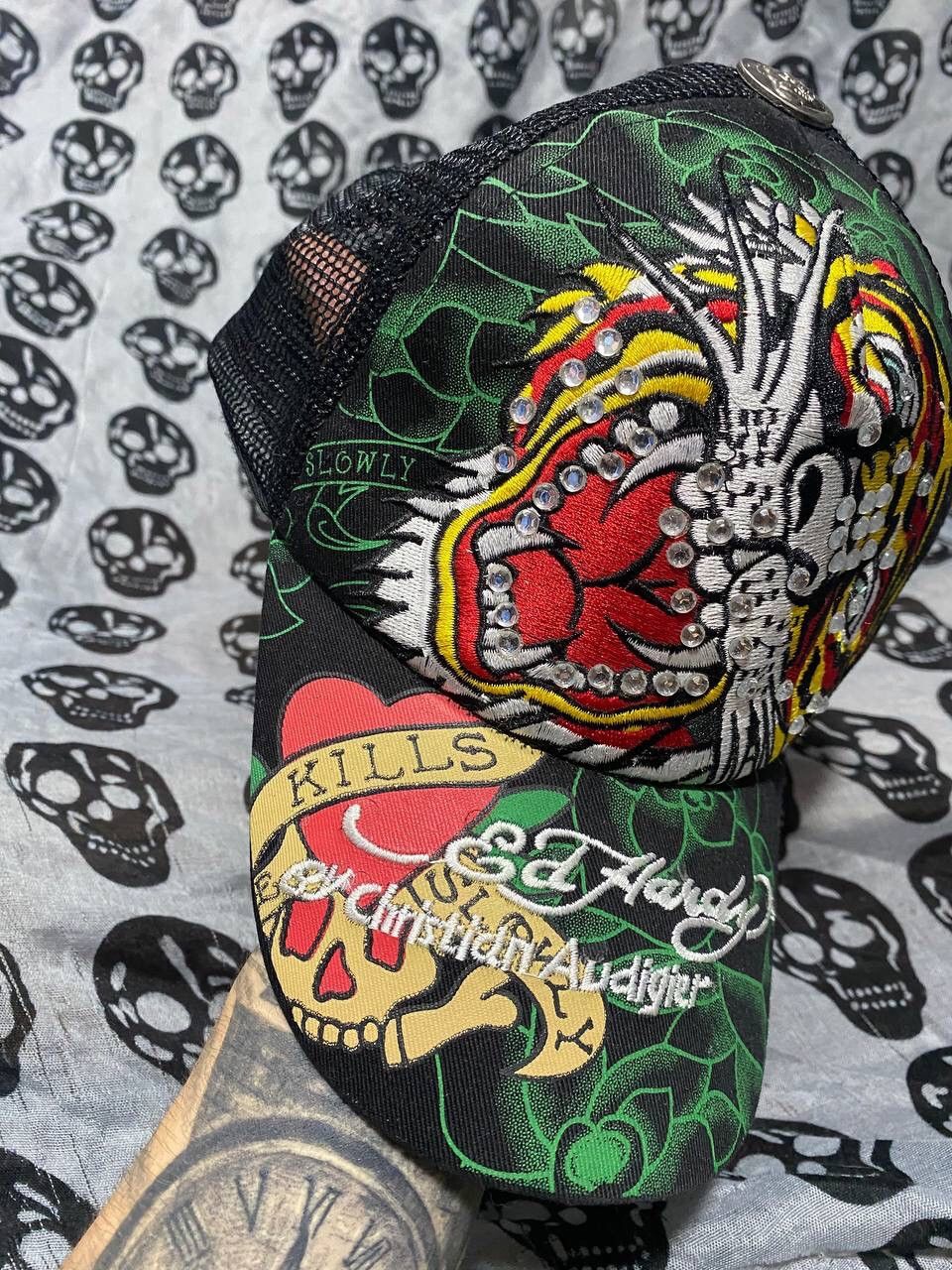 Ed Hardy Y2k vintage Ed hardy cap hat Streetwear hype alt rare Opium ...