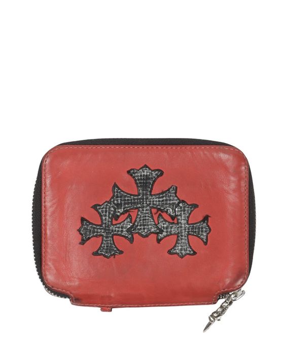 Chrome Hearts Chrome Hearts Red Leather Wallet with Dagger Zipper | Grailed