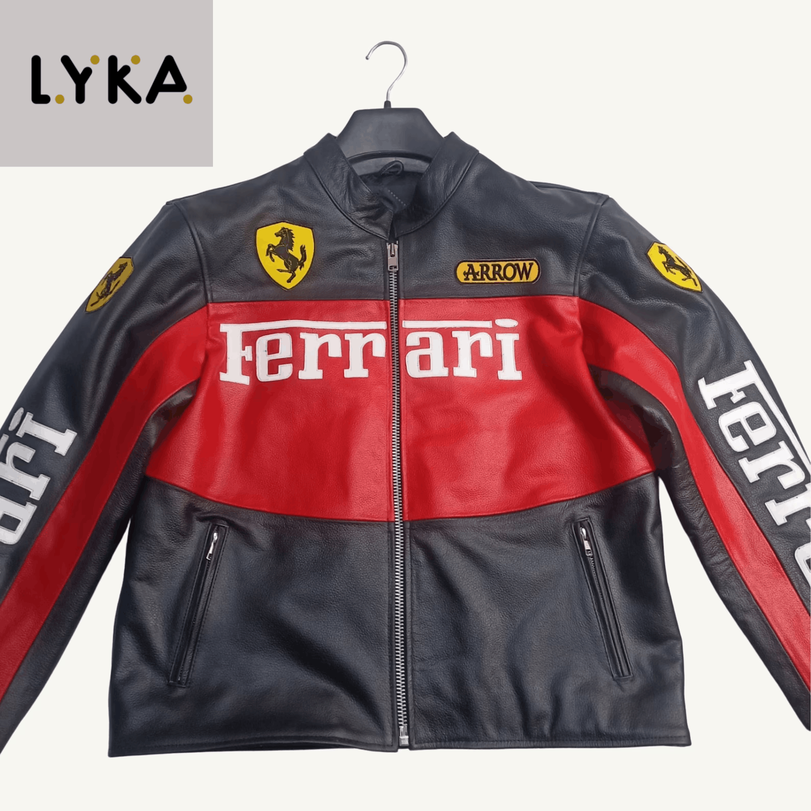 Ferrari × Leather Jacket Ferrari F1 Racing leather Jacket Cowhide ...