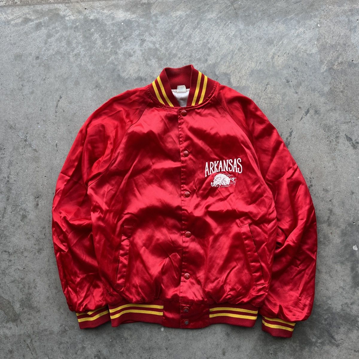 Ncaa × Vintage 70s/80s Arkansas Razorbacks Snap Bomber Jacket | Grailed
