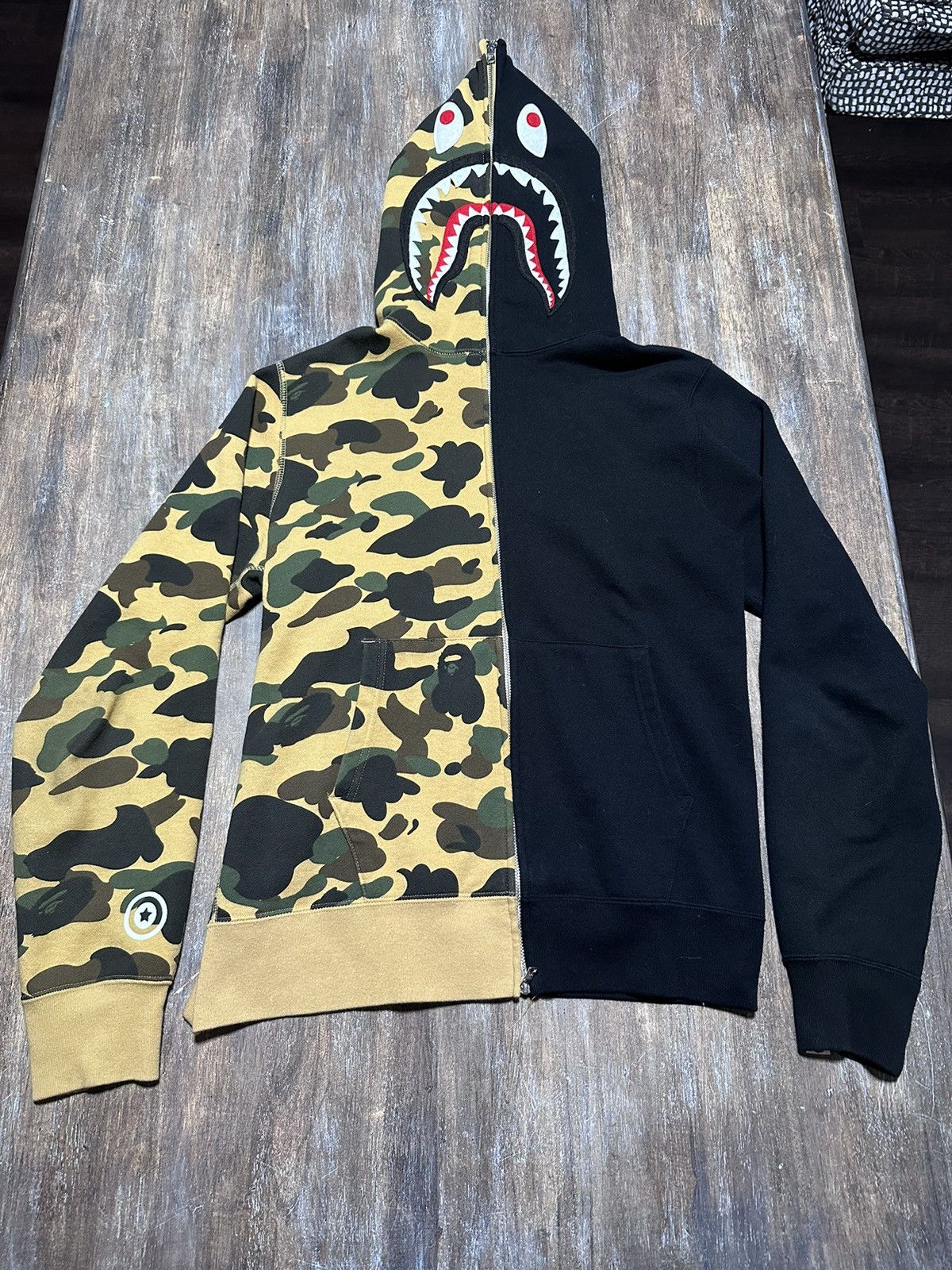 Bape 1st Camo Half Split Shark Full Zip Hoodie | Grailed