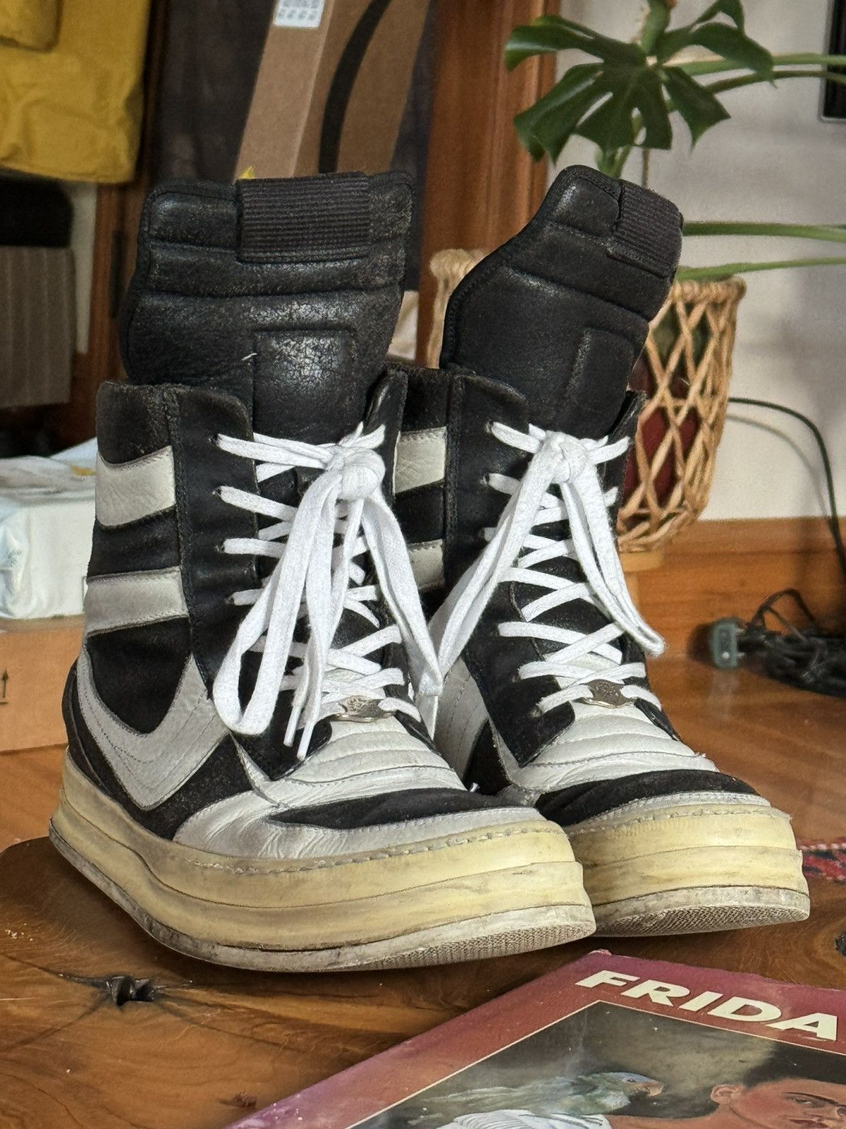 Rick Owens Rick Owens Blistered Leather Dunks in Black and White | Grailed