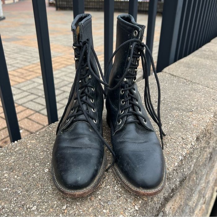 Justin Boots Vintage Justin Boots black roper lace up granny booties ...