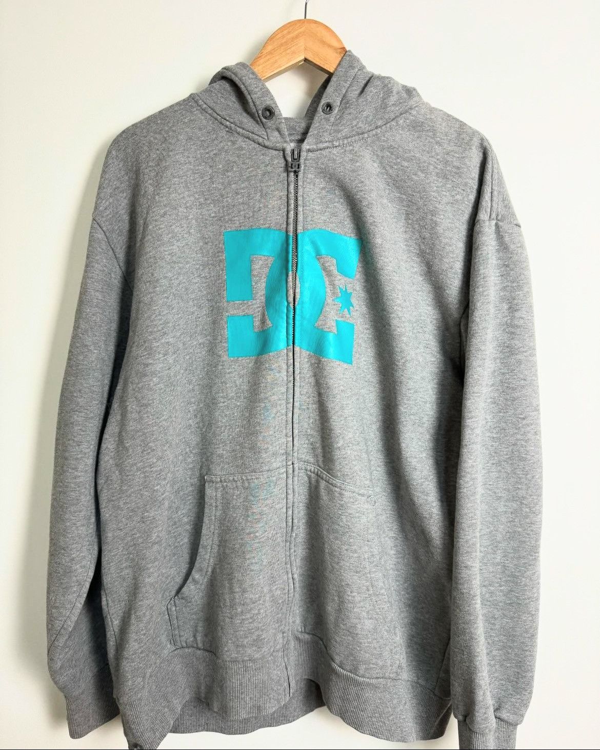 Vintage DC gray zip up hoodie with big logo | Grailed